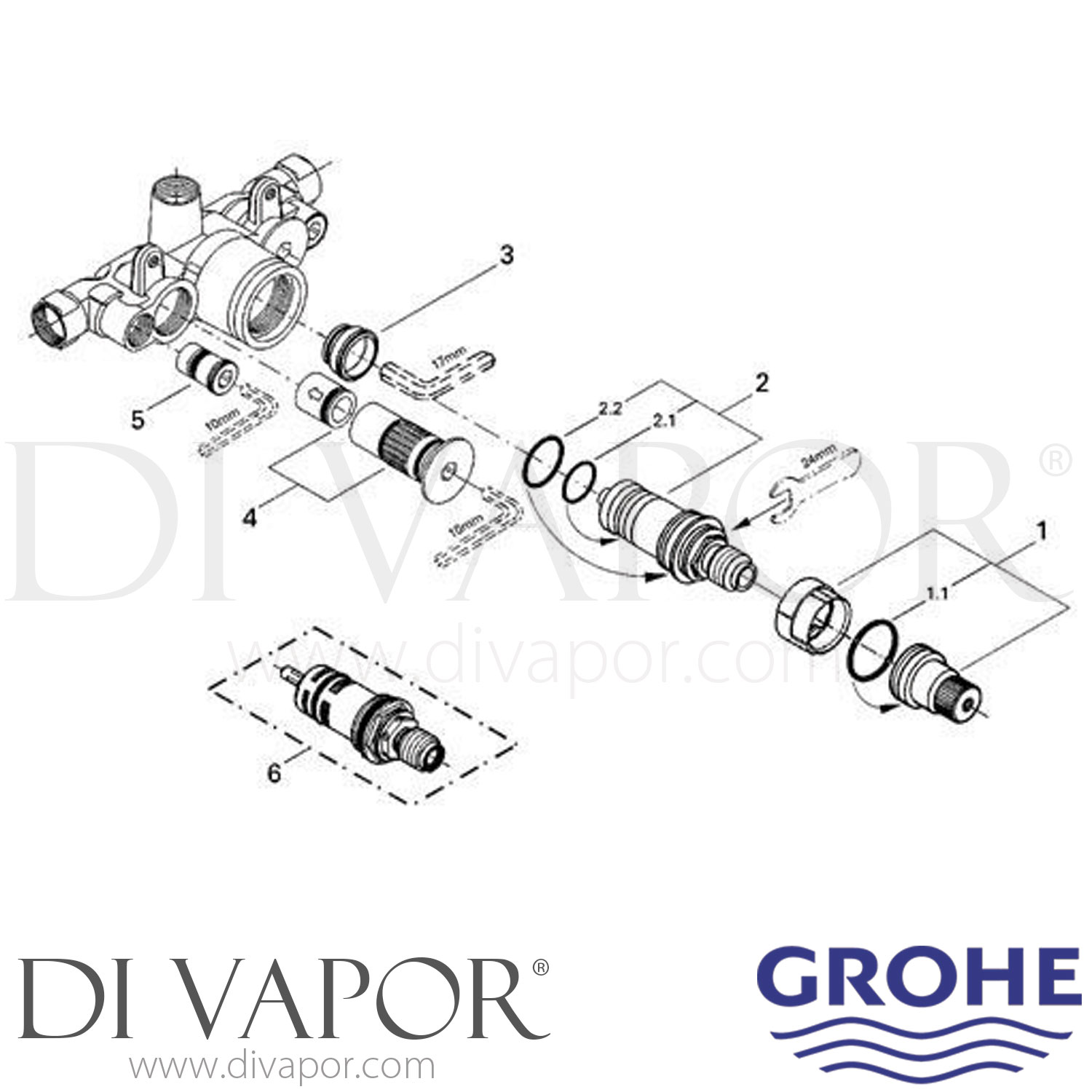 Grohe 34959 Concealed Body for THM 34959 Thermostat Mixer (3/4 Inch ...