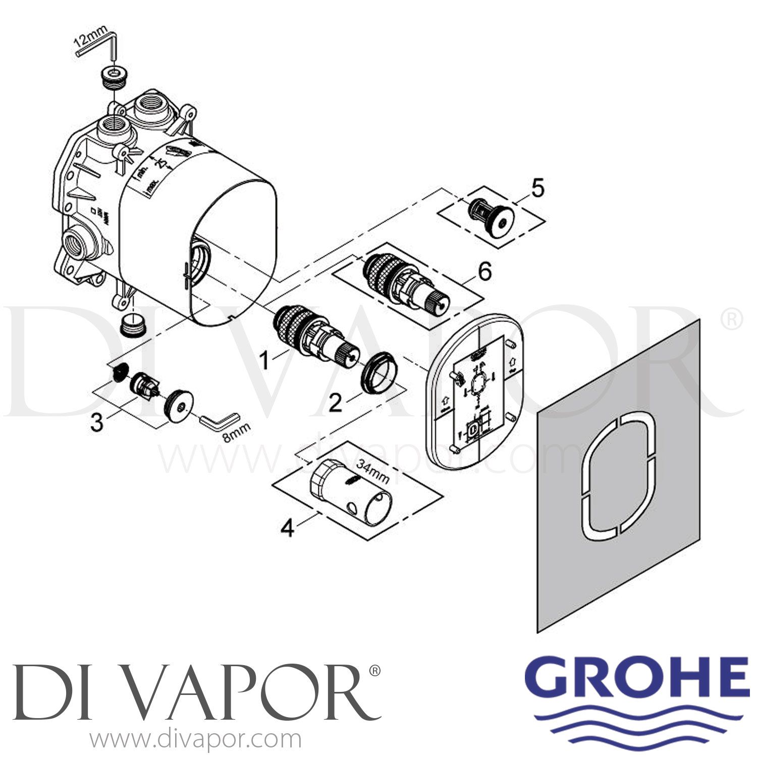 Grohe 35050000 Rapido T Thermostatic Mixer for Concealed Installation