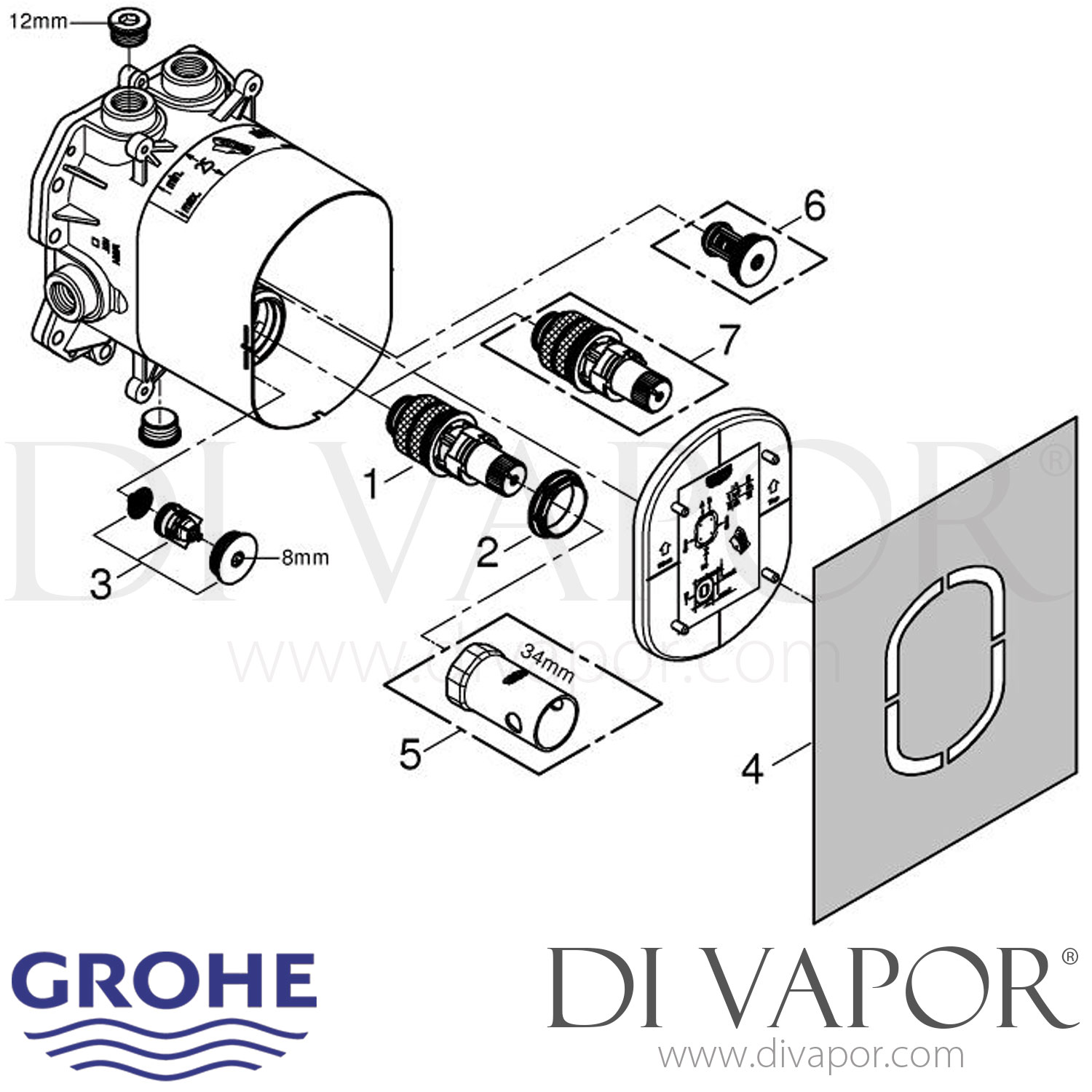 Grohe 35500000 Rapido T Thermostatic Mixer for Concealed Installation ...