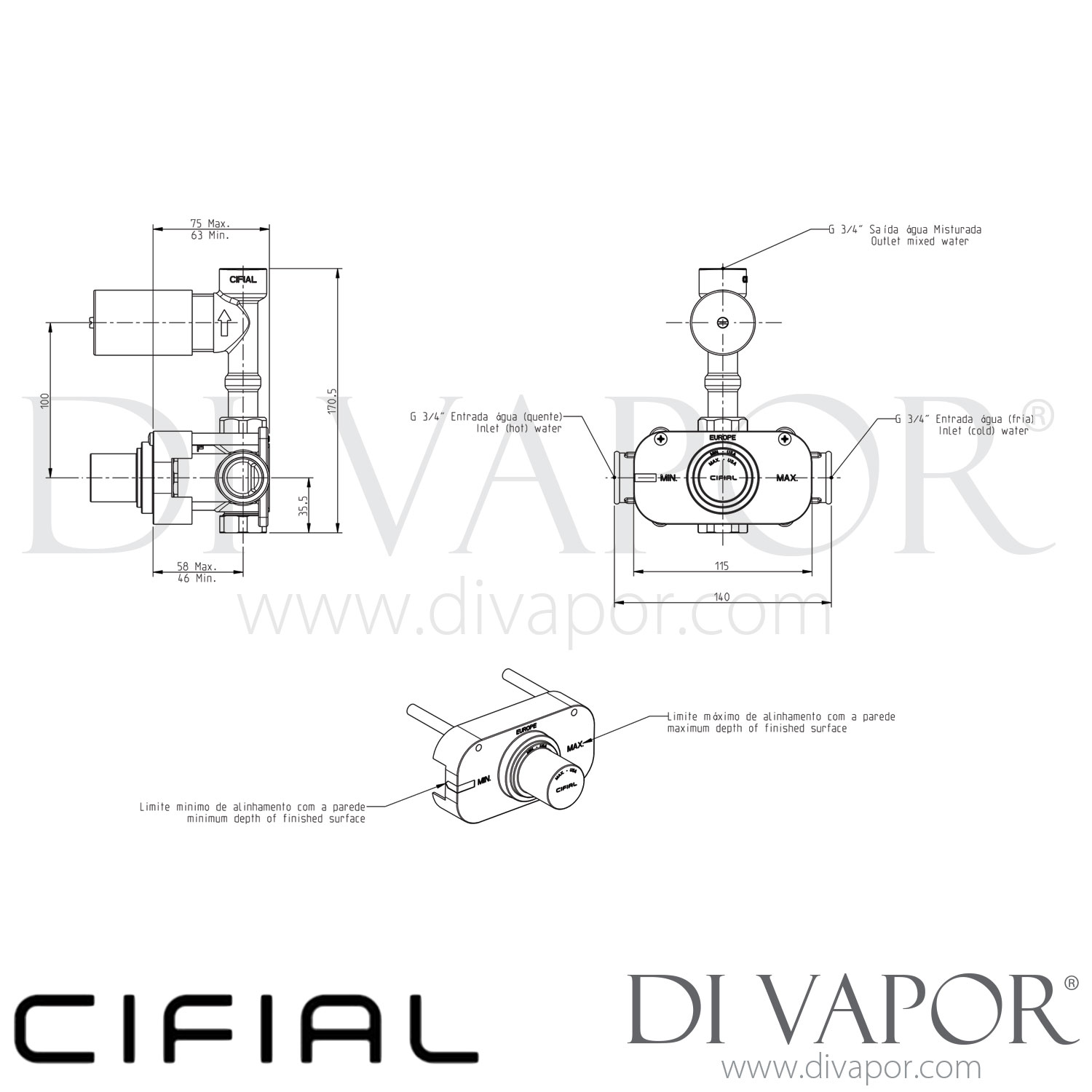 Cifial 3582113 Techno 251 Built-In Valve 1 Outlet Spare Parts