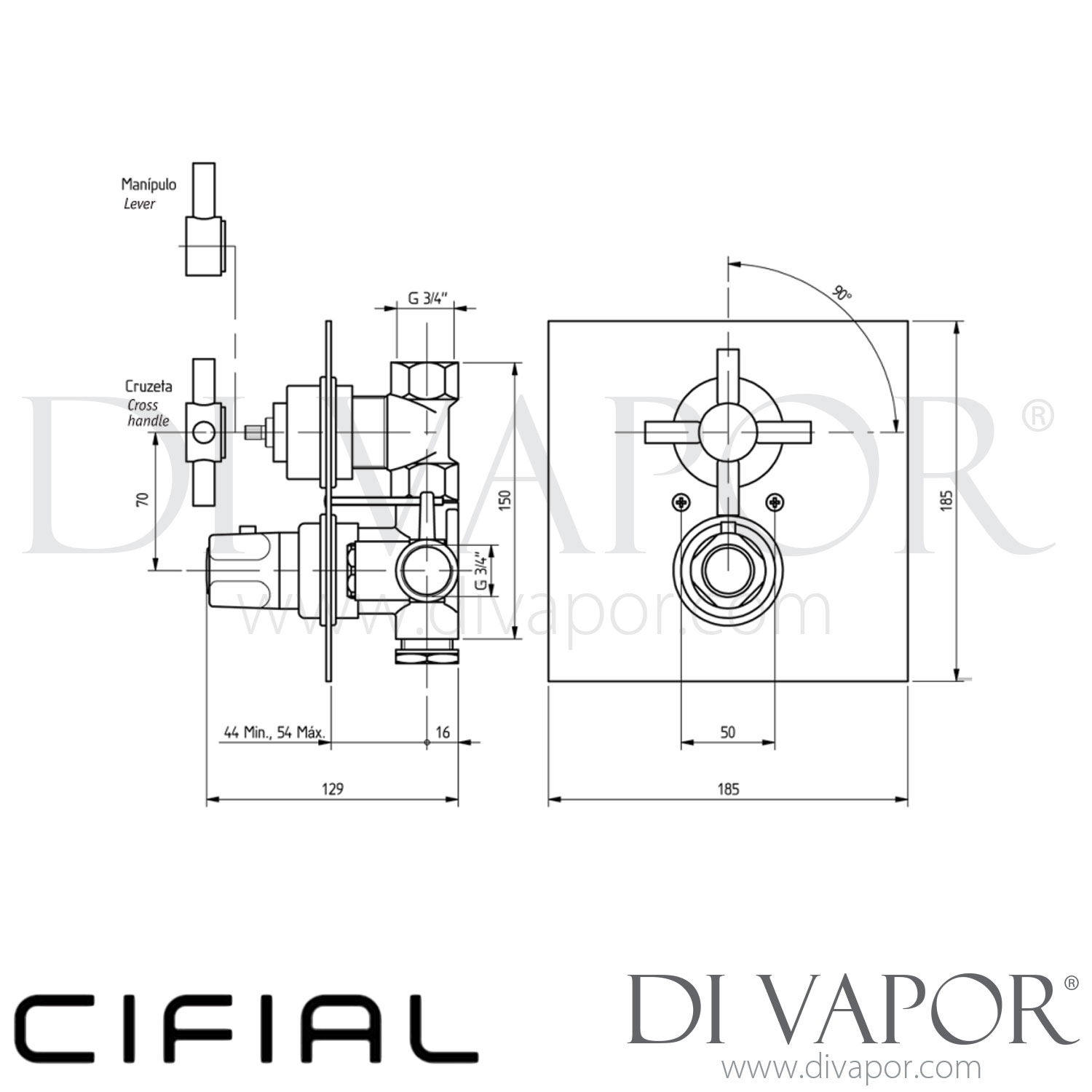 Cifial 35821TB Techno X300 Euro Concealed Shower Valve Spare Parts