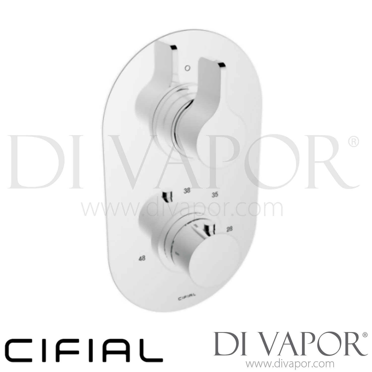 Cifial 35826T2-625 Techno 251 Built-In Wall Thermostatic Shower 2 ...