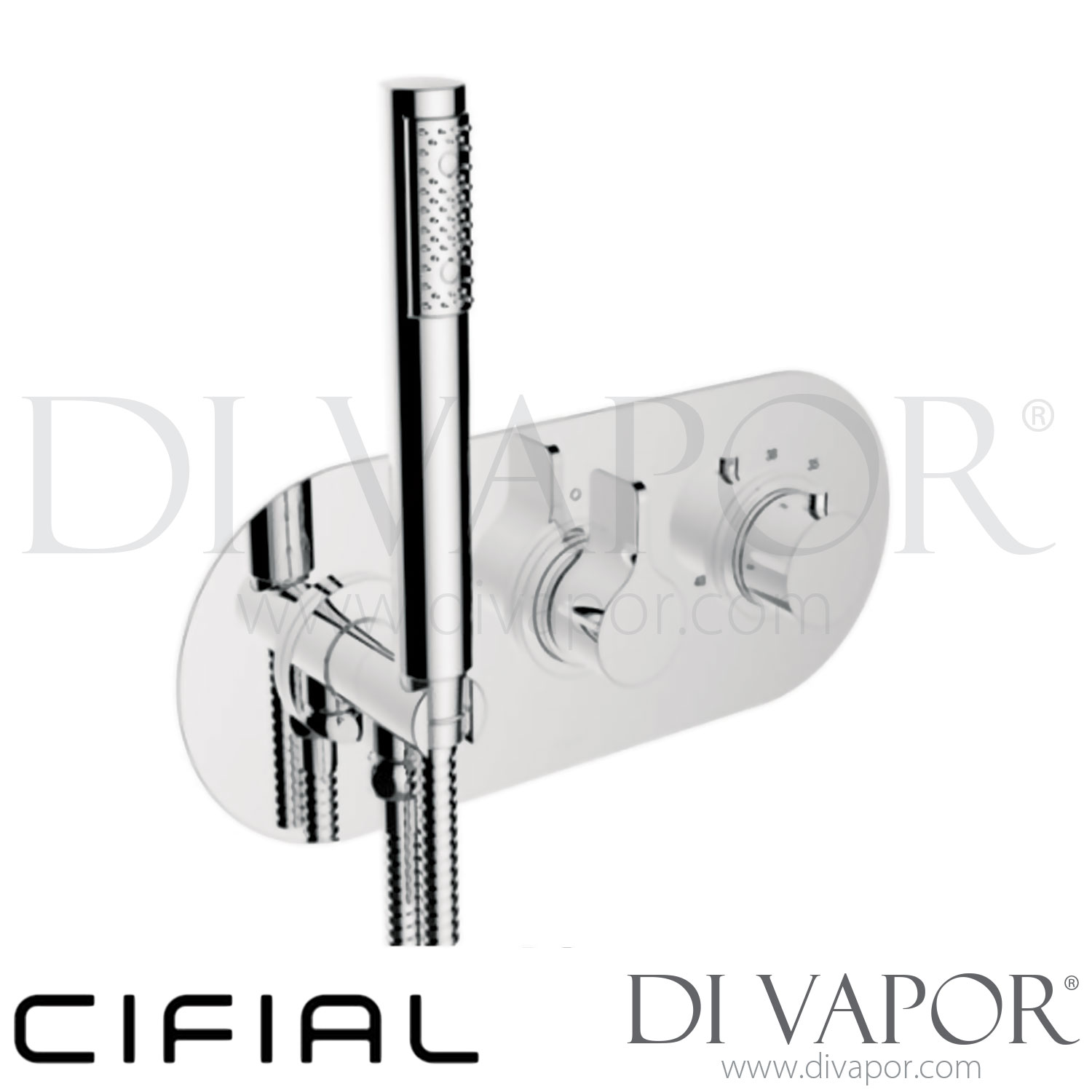 Cifial 35838T2-625 Techno 251 Thermostatic Built-In Wall with Hand ...