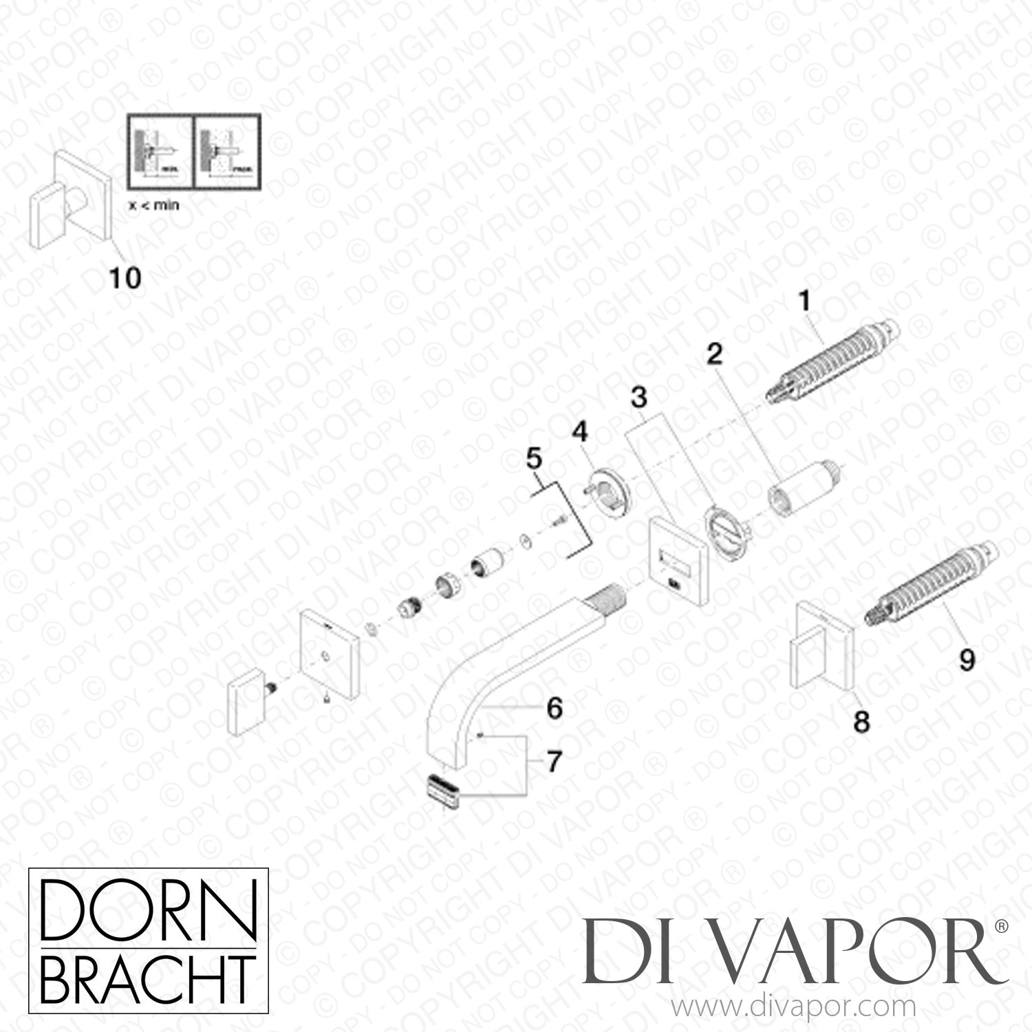 Dornbracht Wall Mounted Three Hole Tap Mixer without Drain 36707782 ...