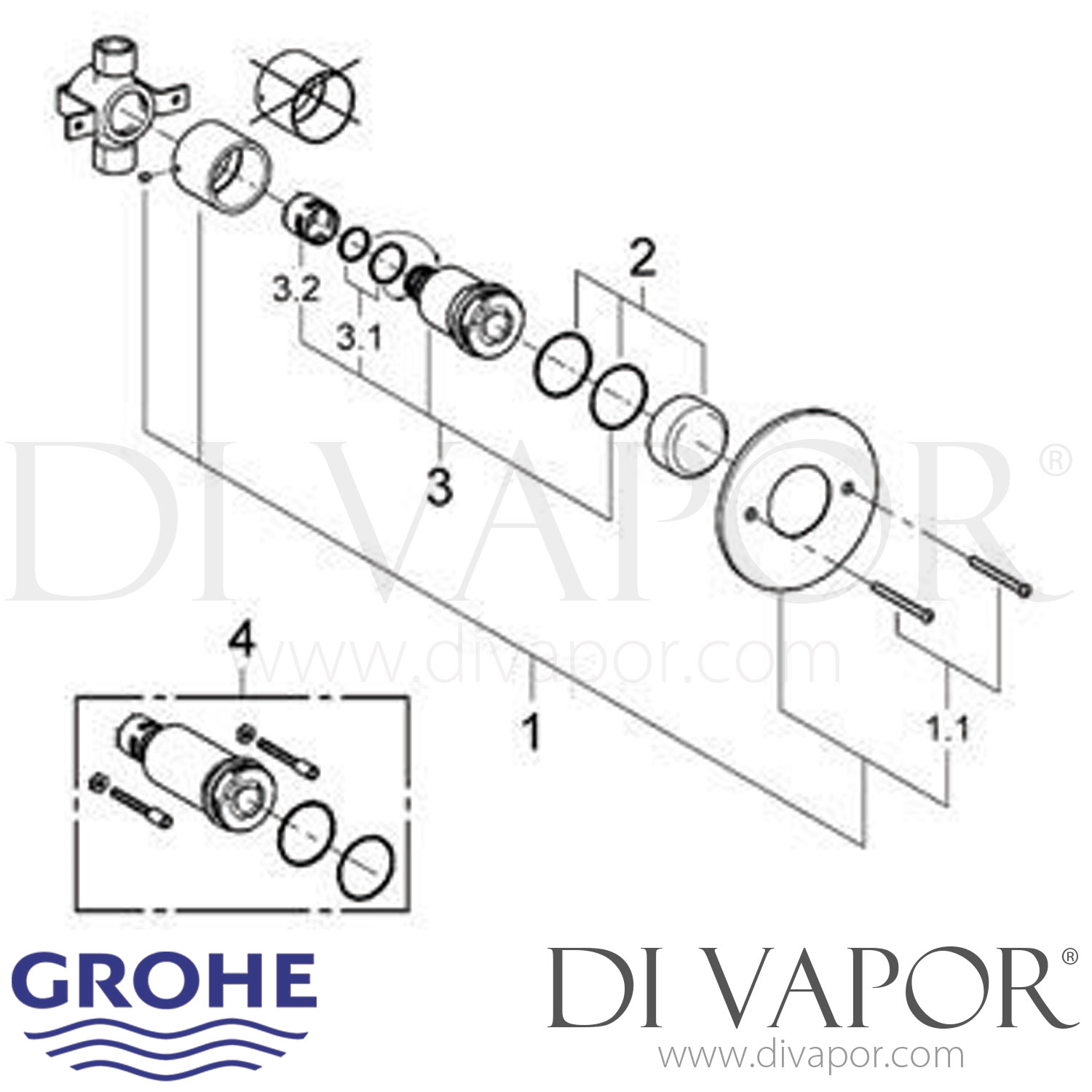 Grohe 36108 Controecon Self-Closing Gate Valve (1/2 Inch) Spare Parts