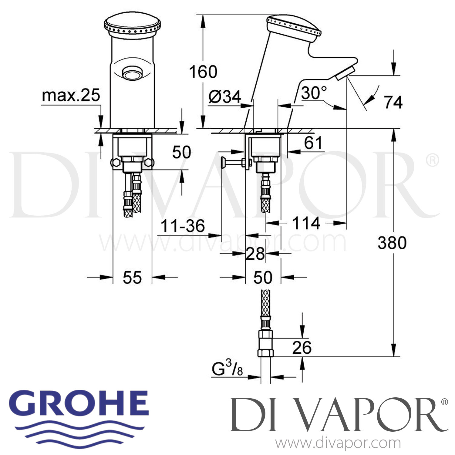 Grohe 36110000 Contromix Public Self-Closing Basin Mixer (1/2 Inch ...