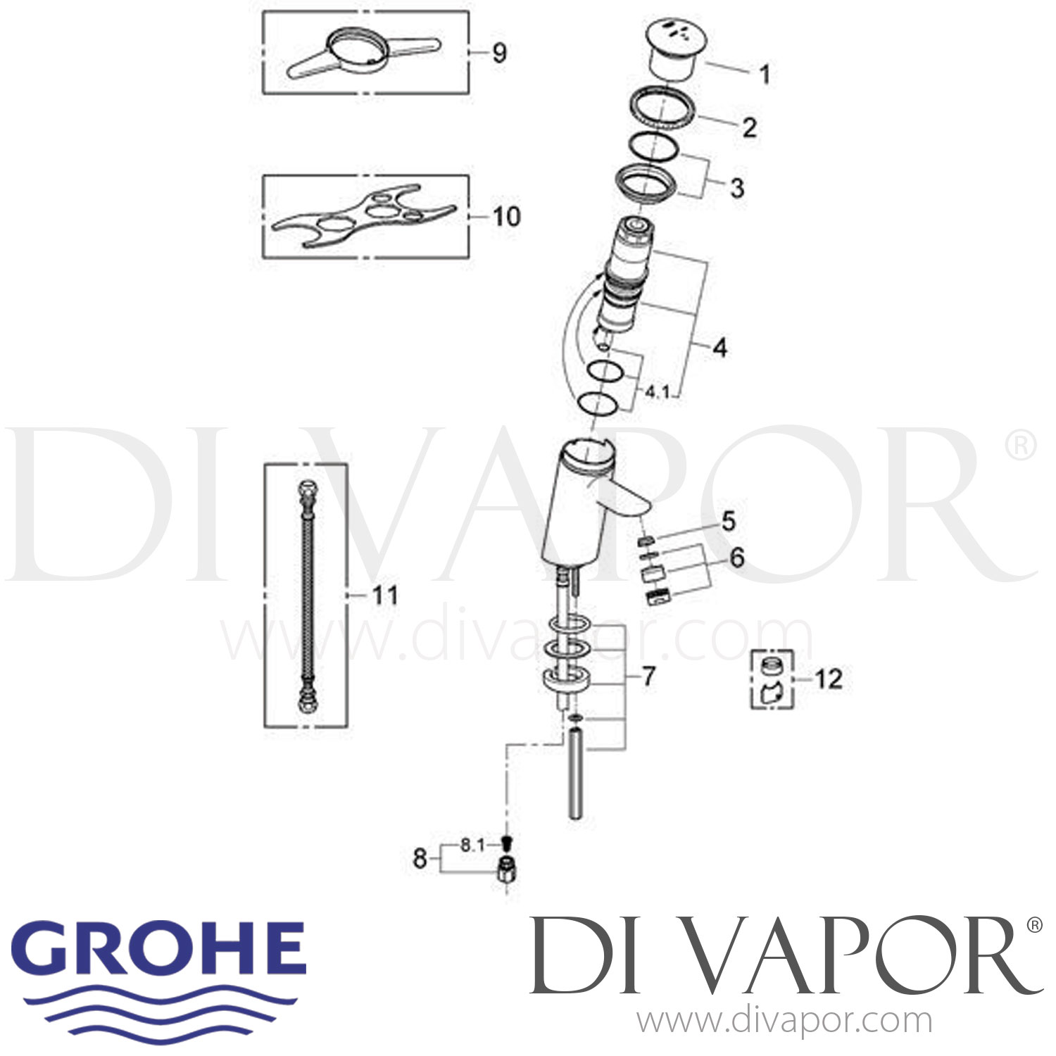 Grohe 36111 Contromix Self-Closing Basin Tap (1/2 Inch) Spare Parts