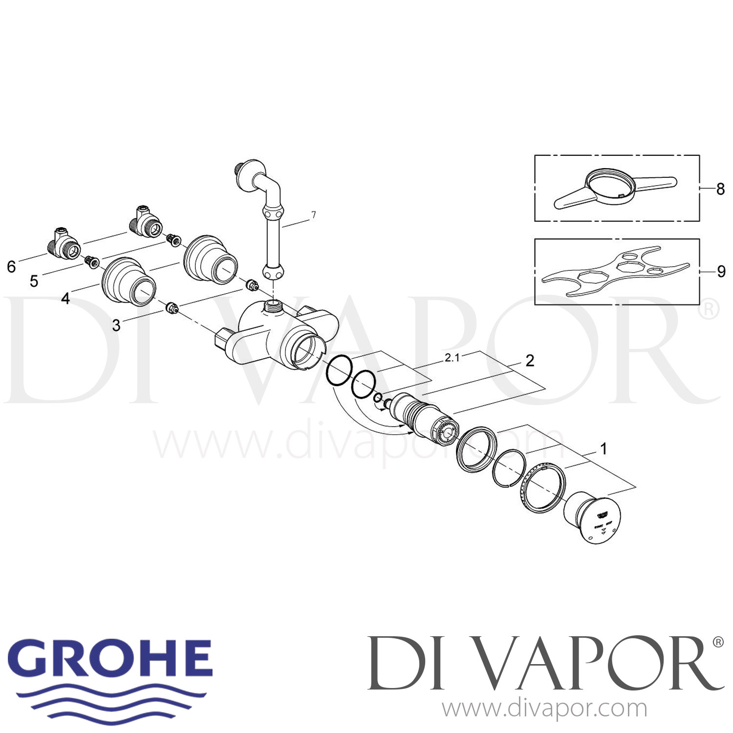 Grohe 36115000 Contromix Public Self-Closing Shower Mixer Spare Parts