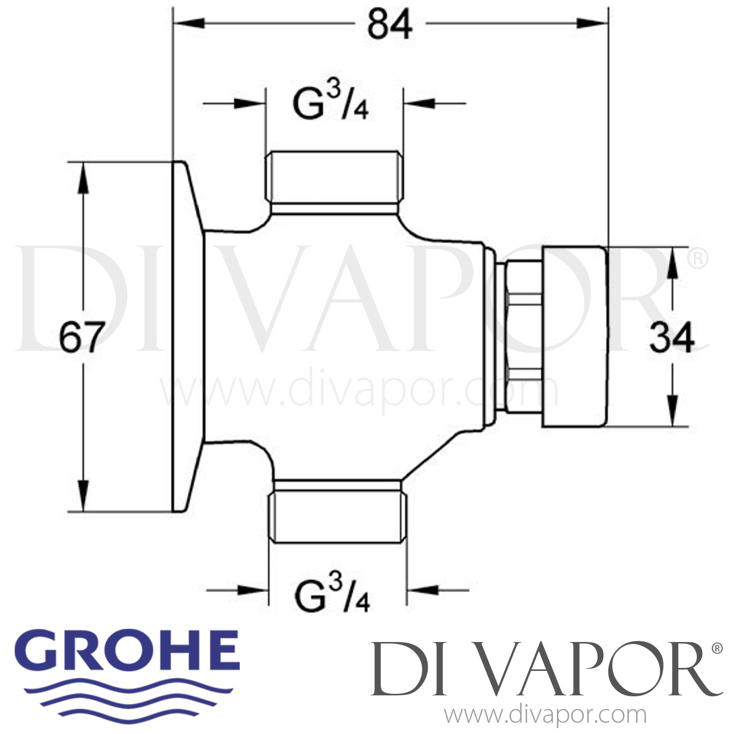 Grohe 36185 | 36185000 Contropress Self-Closing Gate Valve (1/2 Inch ...