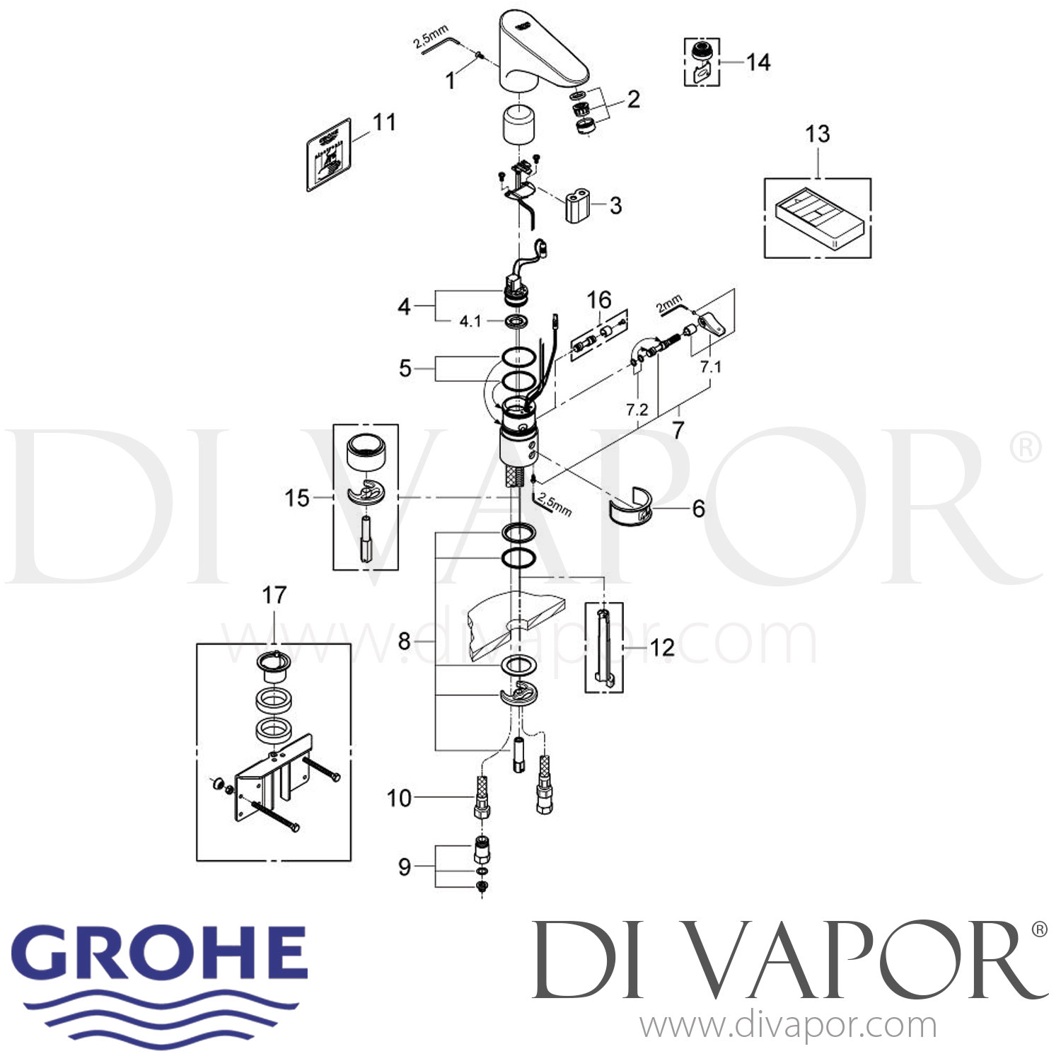 Grohe 36207000 Europlus E Infrared Electronic Basin Mixer (1/2 Inch ...