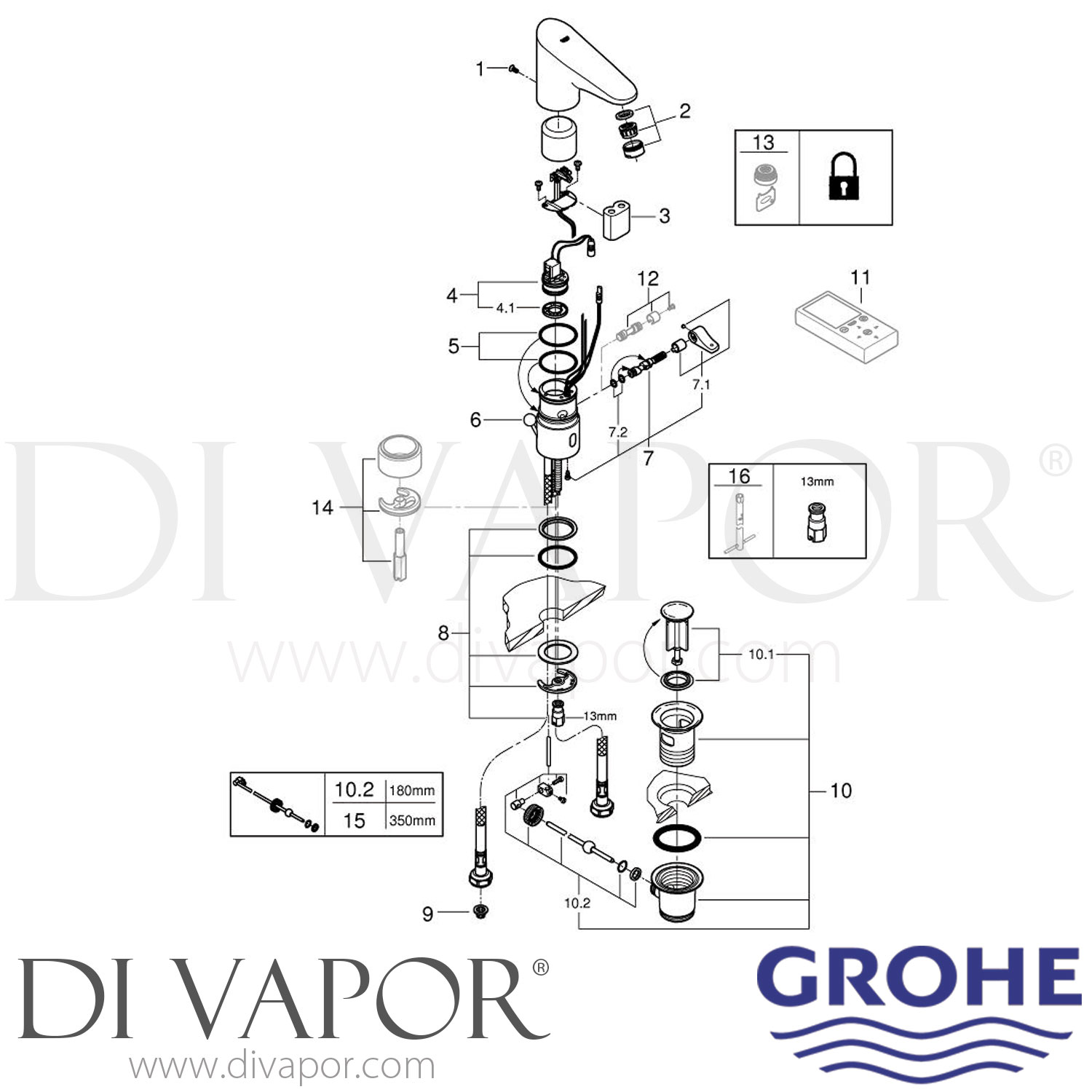 Grohe 36236001 Europlus E Infra-Red Electronic Basin Mixer Spare Parts