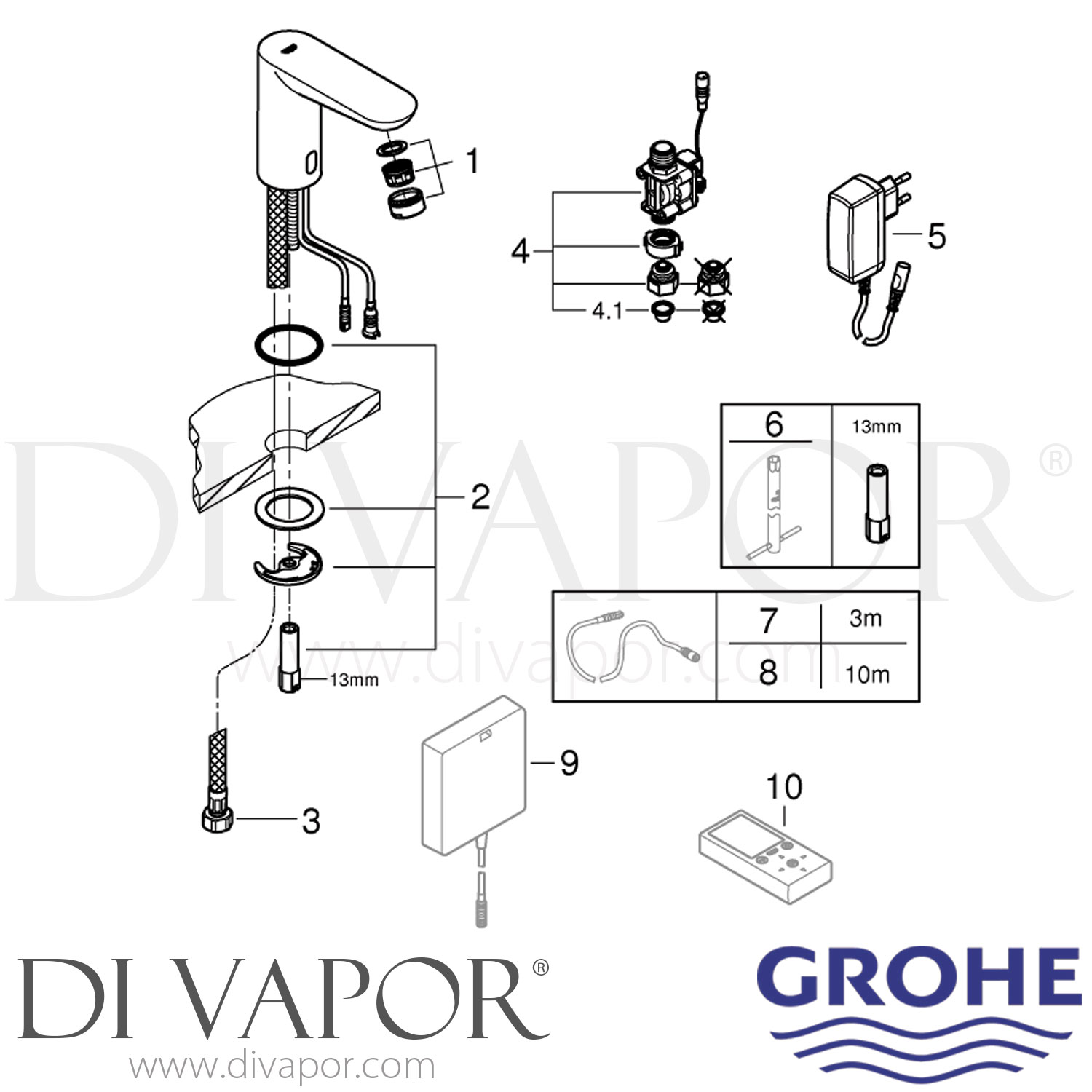 Grohe 36269000 Euroeco Cosmopolitan E Infra-Red Electronic Basin Tap ...