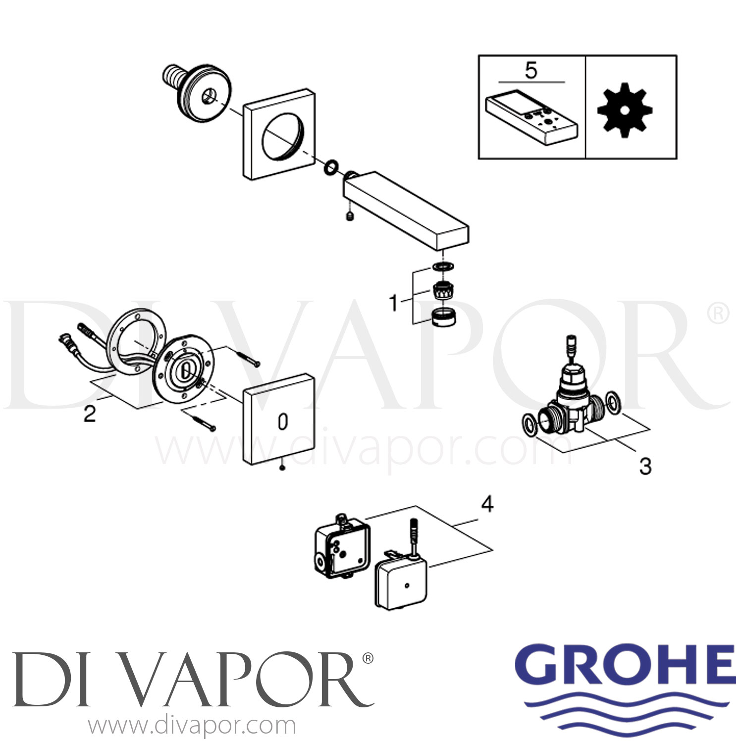 Grohe 36442000 Eurocube E Infra-Red Electronic Wall Basin Tap without ...