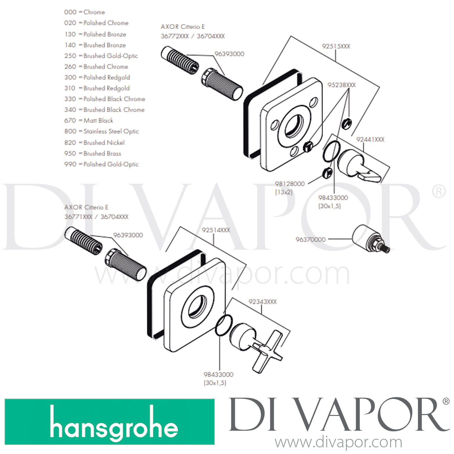 Hansgrohe 36771000 AXOR Citterio E Shut-Off Valve 120/120 for Concealed ...