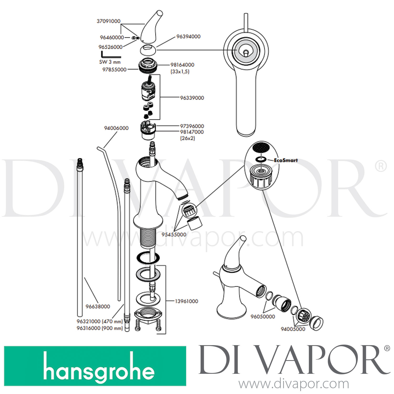 Hansgrohe 37020810 AXOR Terrano Single Lever Basin Mixer for Wash Bowls ...