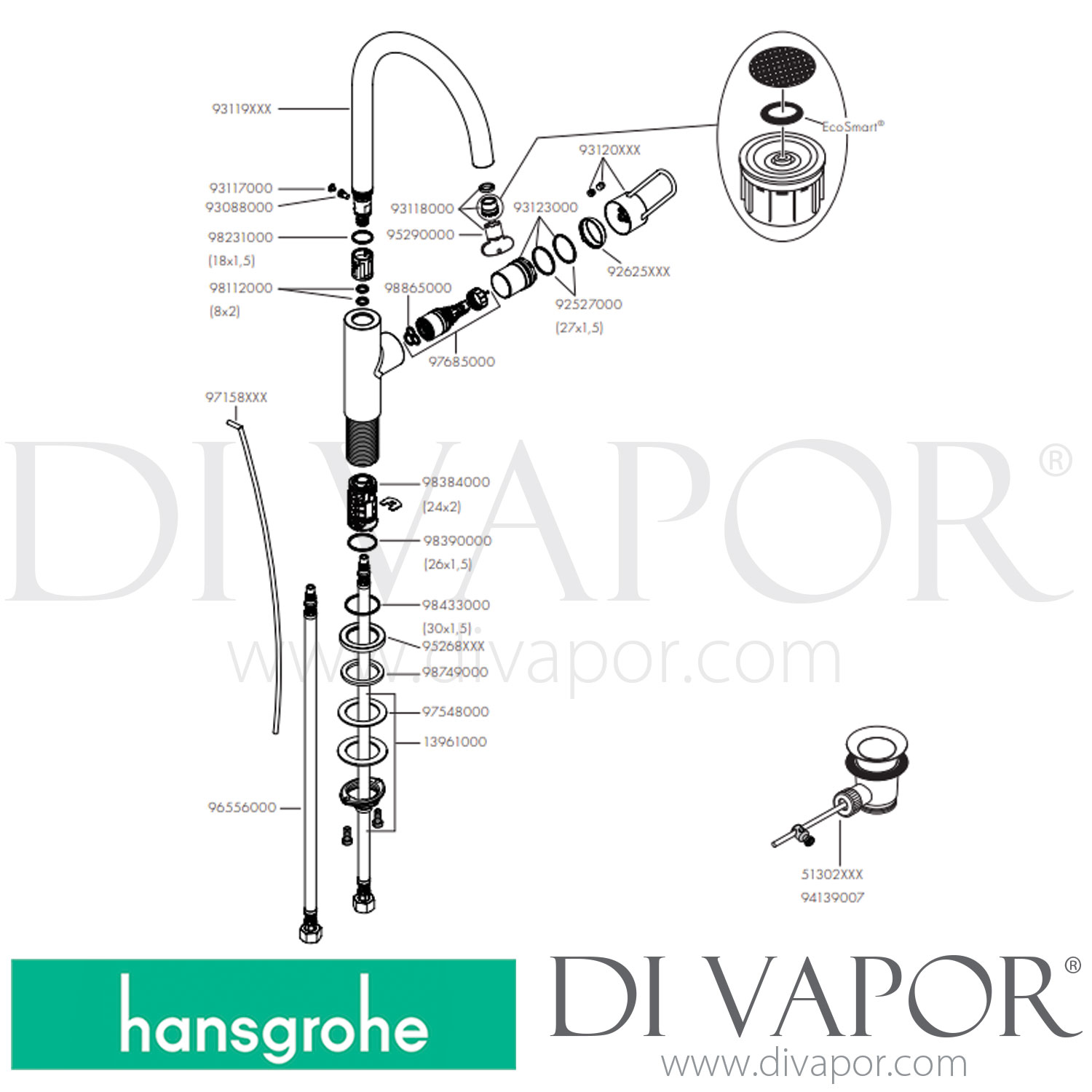 Hansgrohe 38036000 AXOR Uno Single Lever Basin Mixer 240 with Loop ...