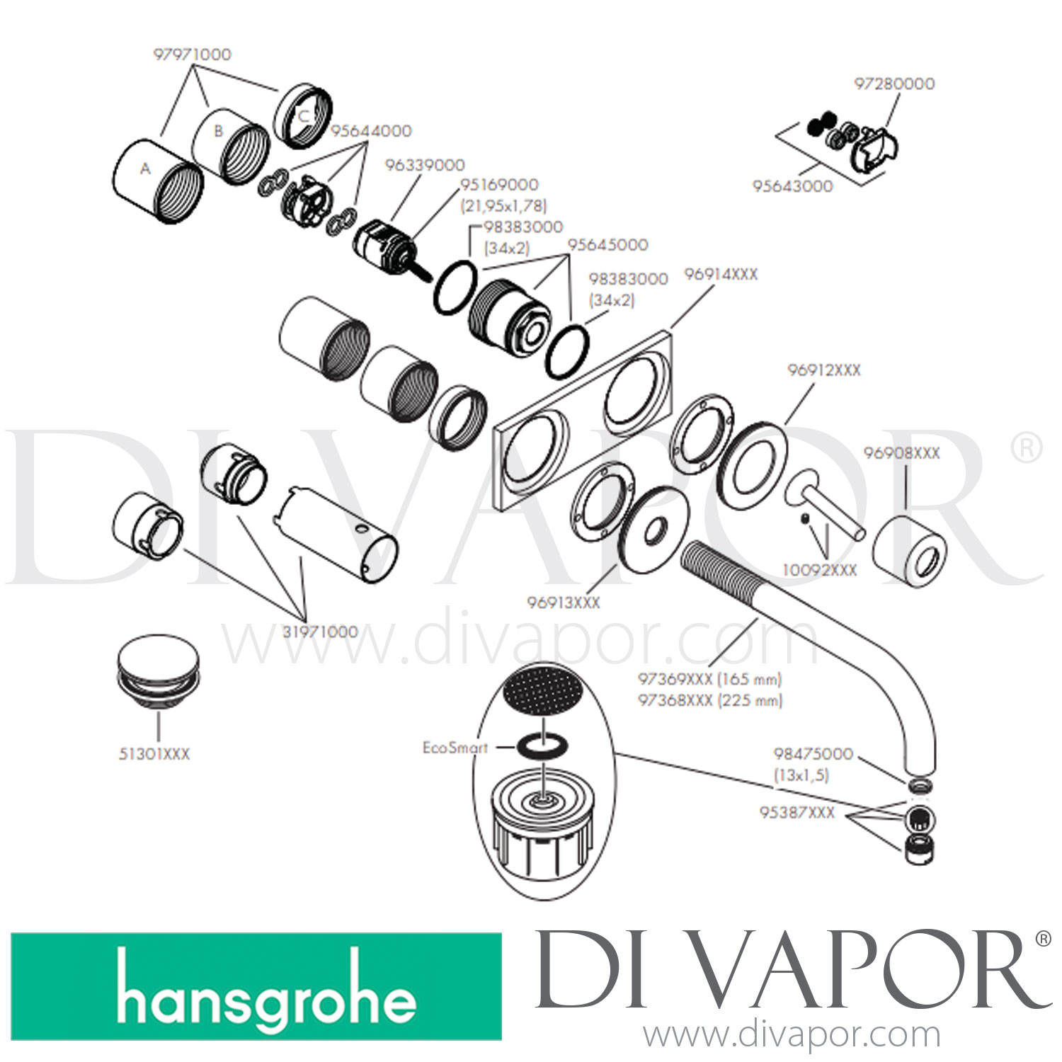 Hansgrohe 38115000 AXOR Uno Single Lever Basin Mixer for Concealed ...