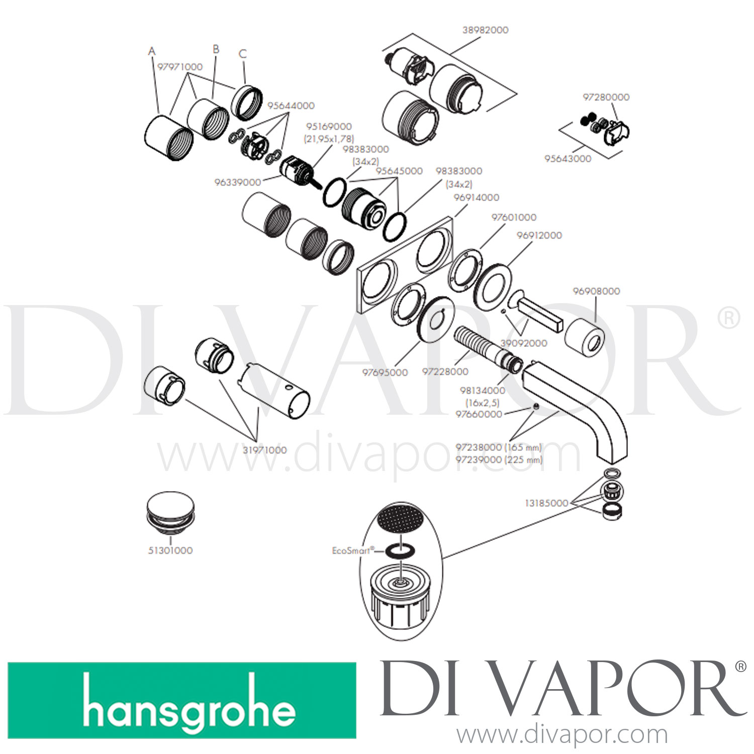 Hansgrohe 39112000 AXOR Citterio Single Lever Basin Mixer for Concealed ...