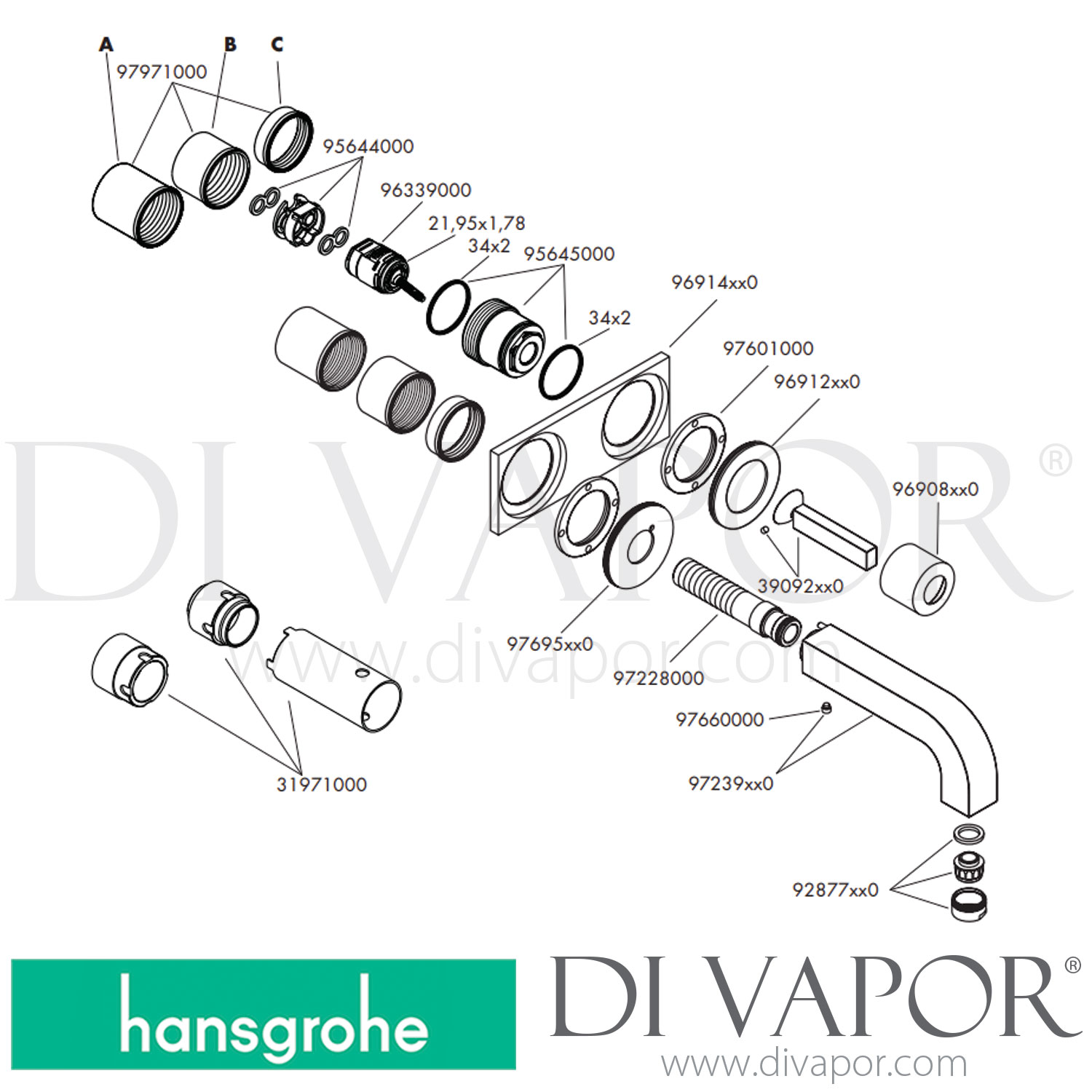 Hansgrohe 39115001 AXOR Citterio Wall-Mounted Single-Handle Faucet Trim ...