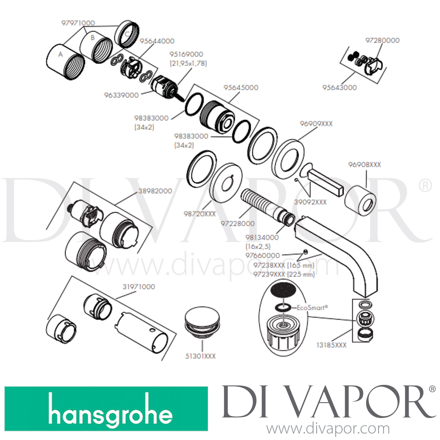 Hansgrohe 39116000 AXOR Citterio Single Lever Basin Mixer for Concealed ...