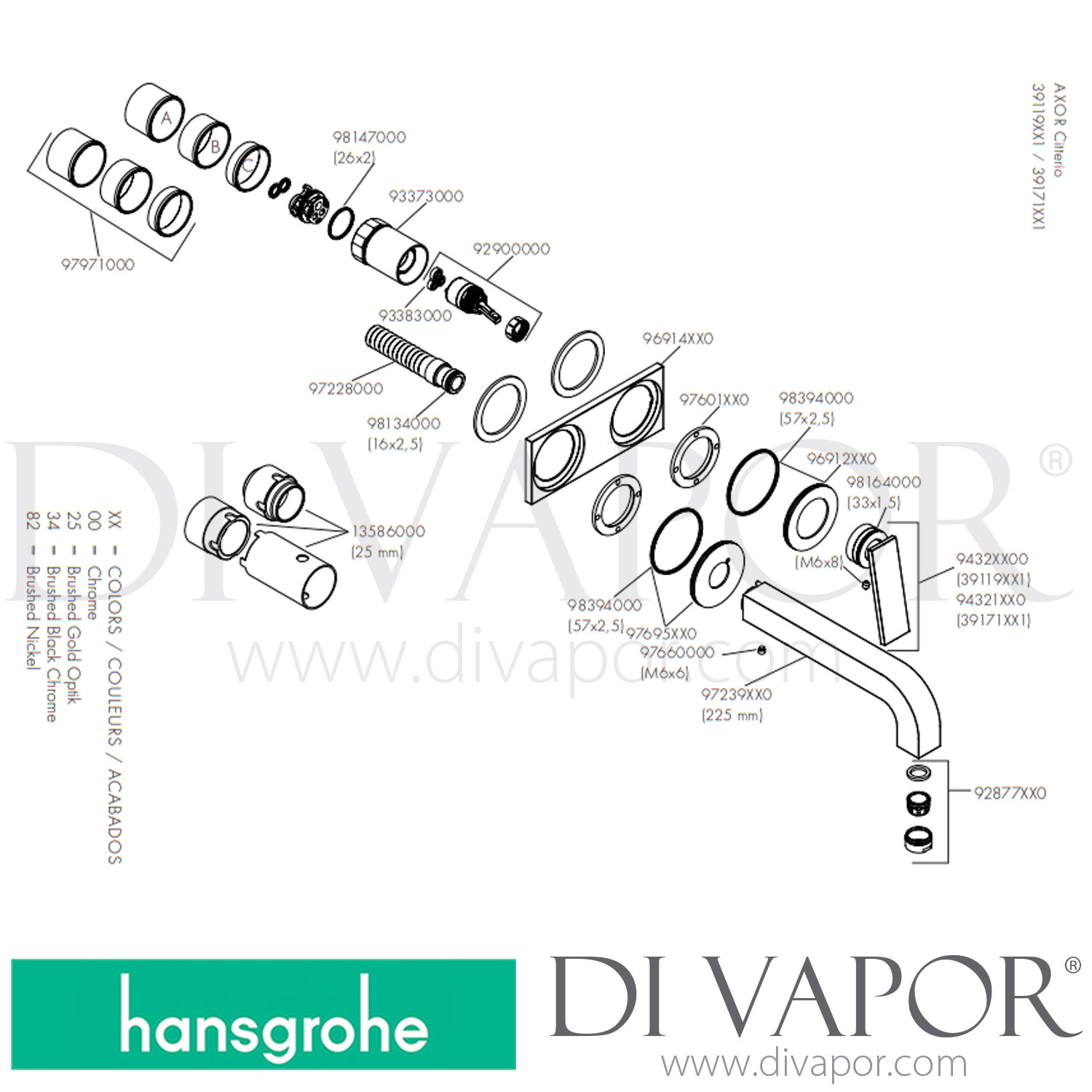 Hansgrohe 39119001 AXOR Citterio Single Lever Basin Mixer for Concealed ...