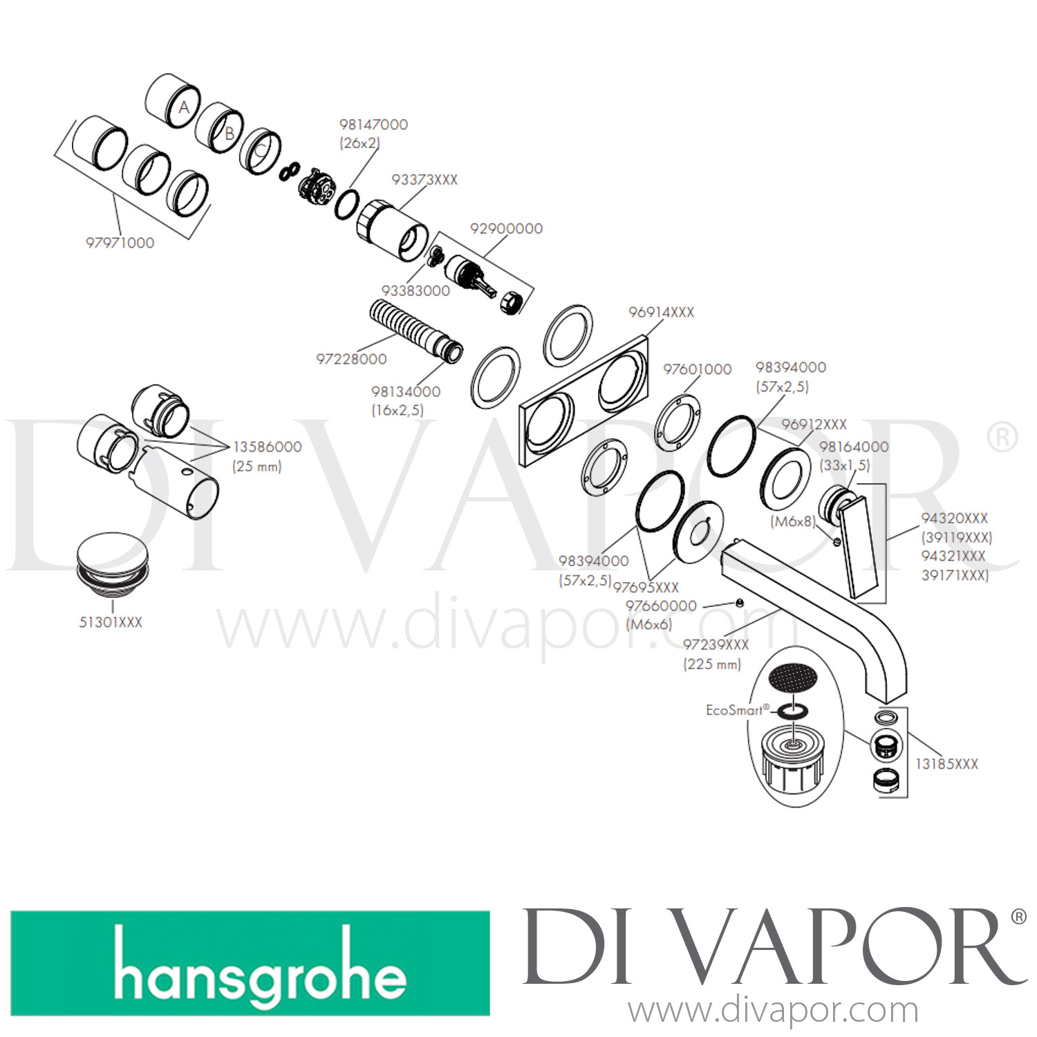 Hansgrohe 39171000 AXOR Citterio Single Lever Basin Mixer for Concealed ...