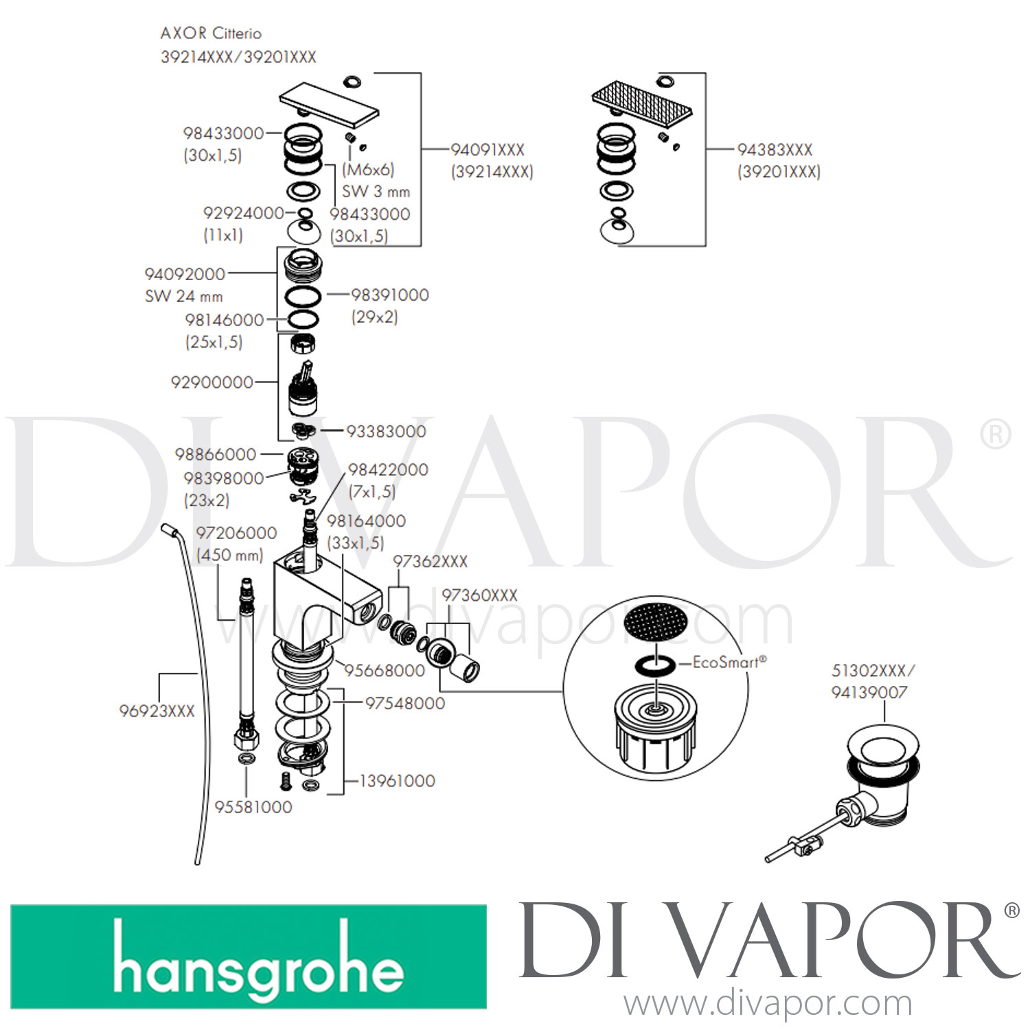 Hansgrohe 39201000 AXOR Citterio Single Lever Bidet Mixer with Lever ...