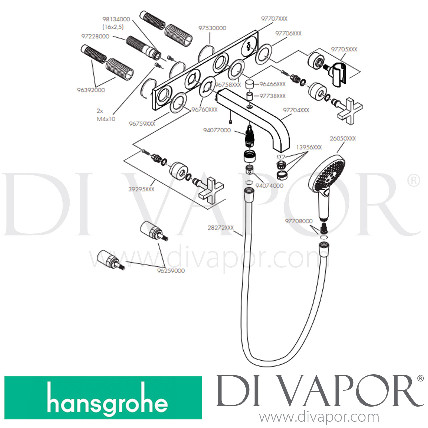 Hansgrohe 39441000 AXOR Citterio 3-Hole Bath Mixer for Concealed ...