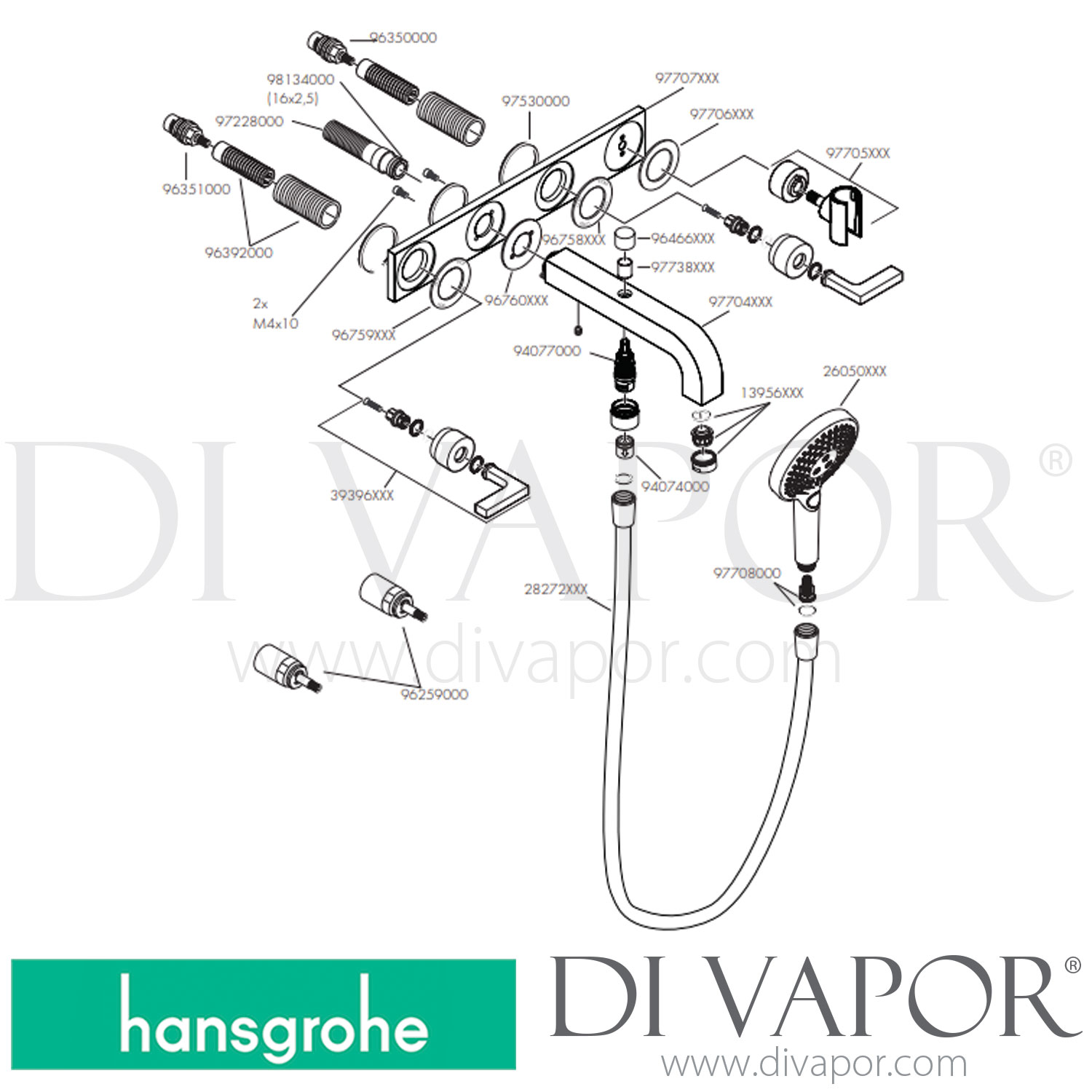 Hansgrohe 39442000 AXOR Citterio 3-Hole Bath Mixer for Concealed ...