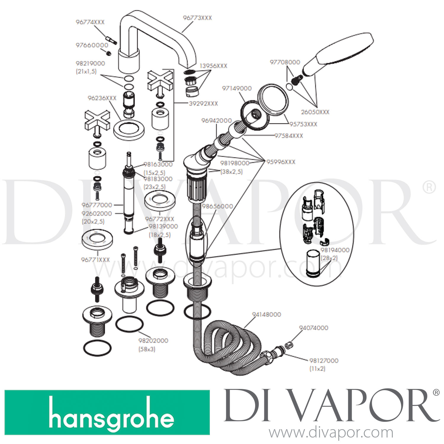 Hansgrohe 39453000 AXOR Citterio 4-Hole Tile Mounted Bath Mixer with ...