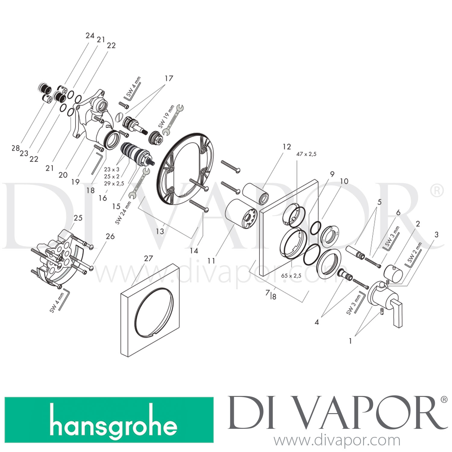 Hansgrohe 39720000 AXOR Citterio Thermostat for Concealed Installation ...