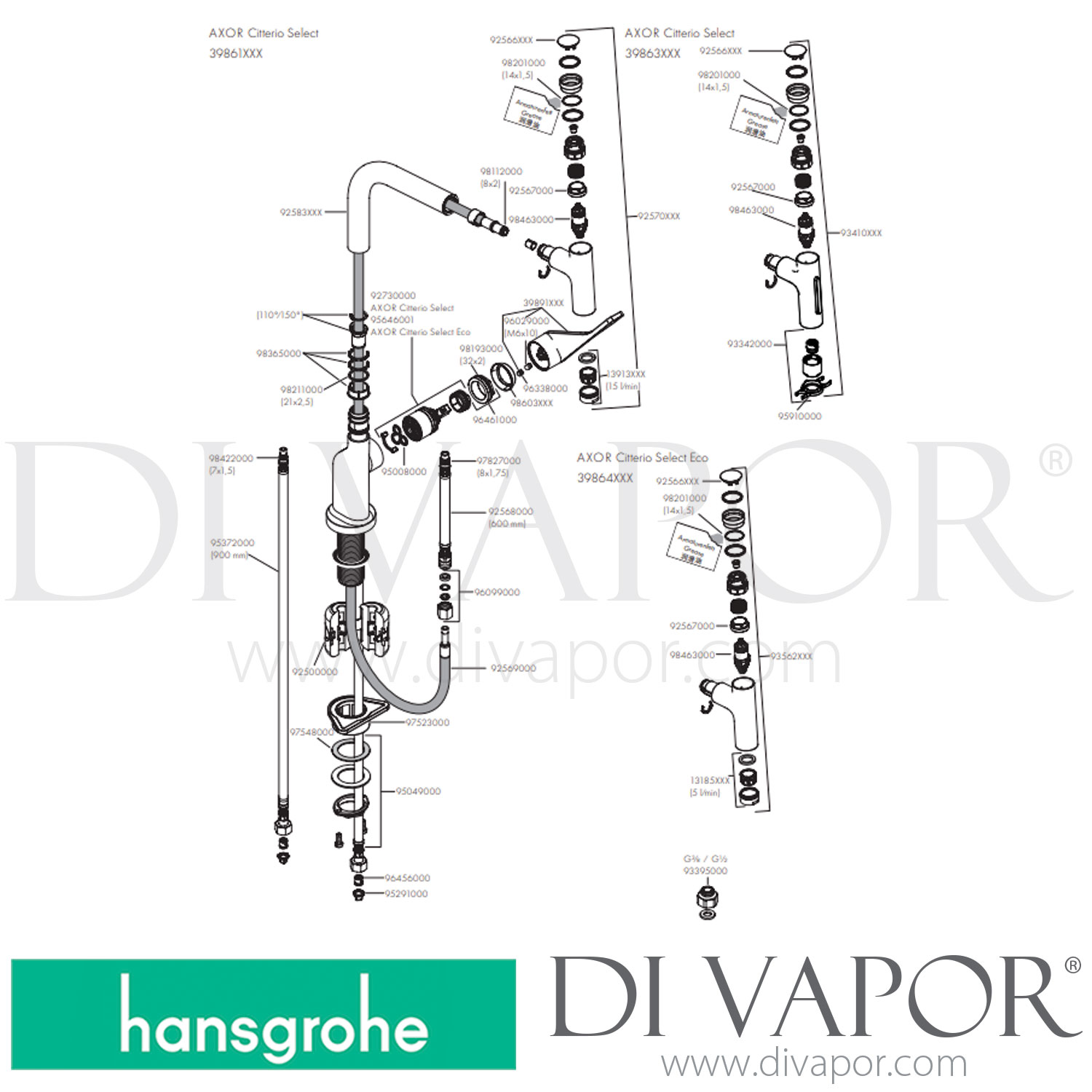 Hansgrohe 39863000 AXOR Citterio Single Lever Kitchen Mixer Select 230 ...