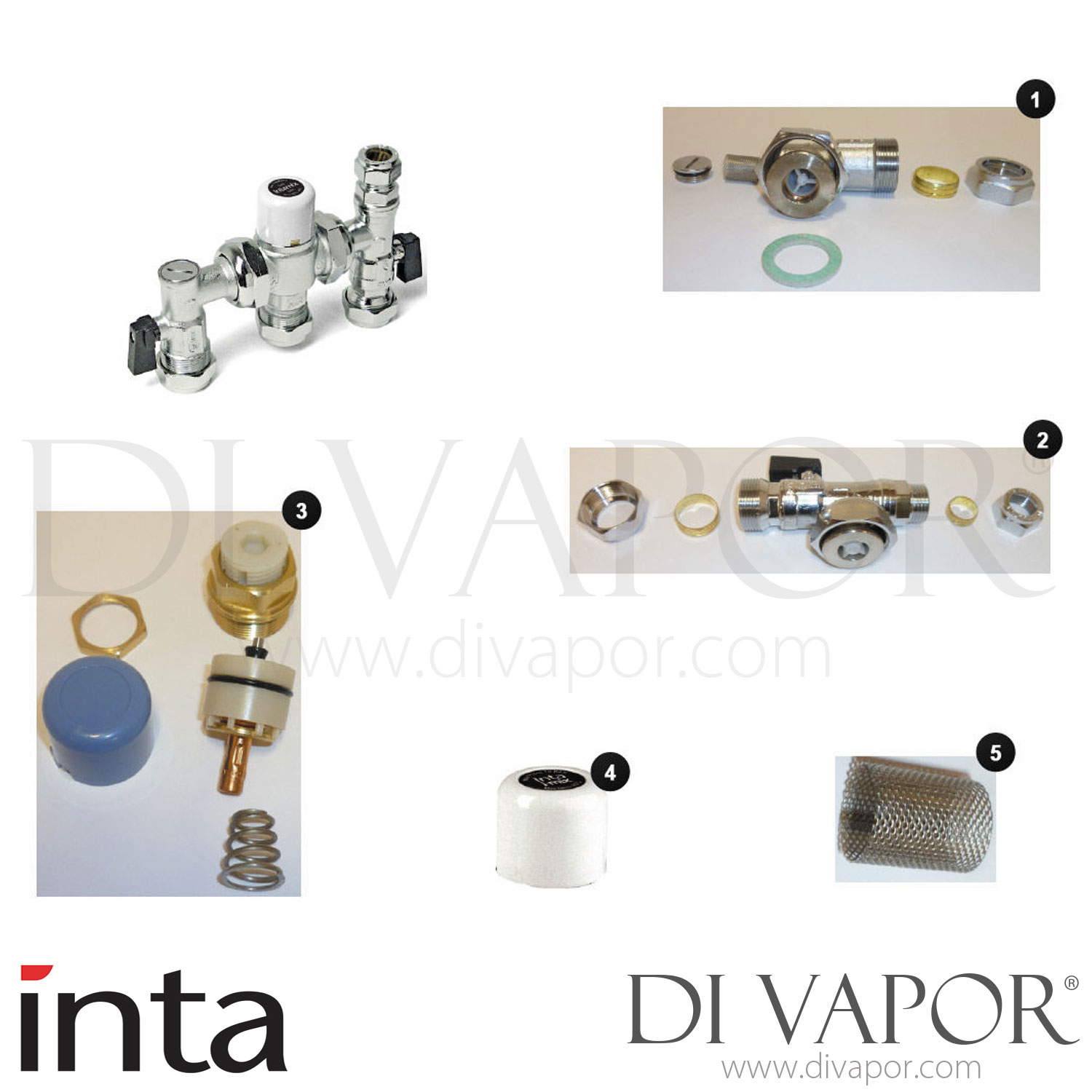 Inta 400MS CP Intamix 22mm Thermostatic Mixing Valve CW Top Compression ...