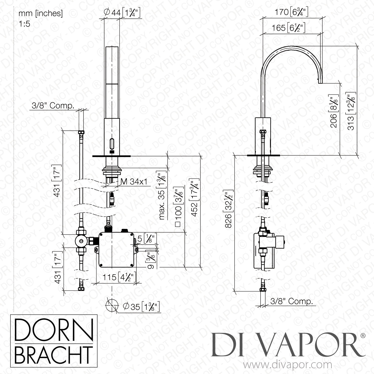 Dornbracht Mem Tap Touchfree Tap without Drain Set - Brushed Platinum ...