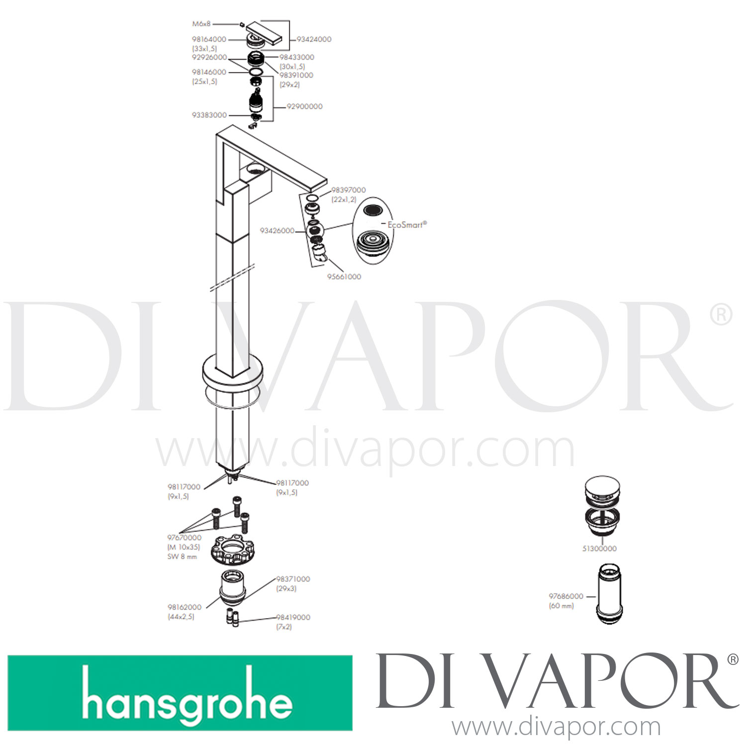 Hansgrohe 46040000 AXOR Edge Single Lever Basin Mixer Floor-Standing ...