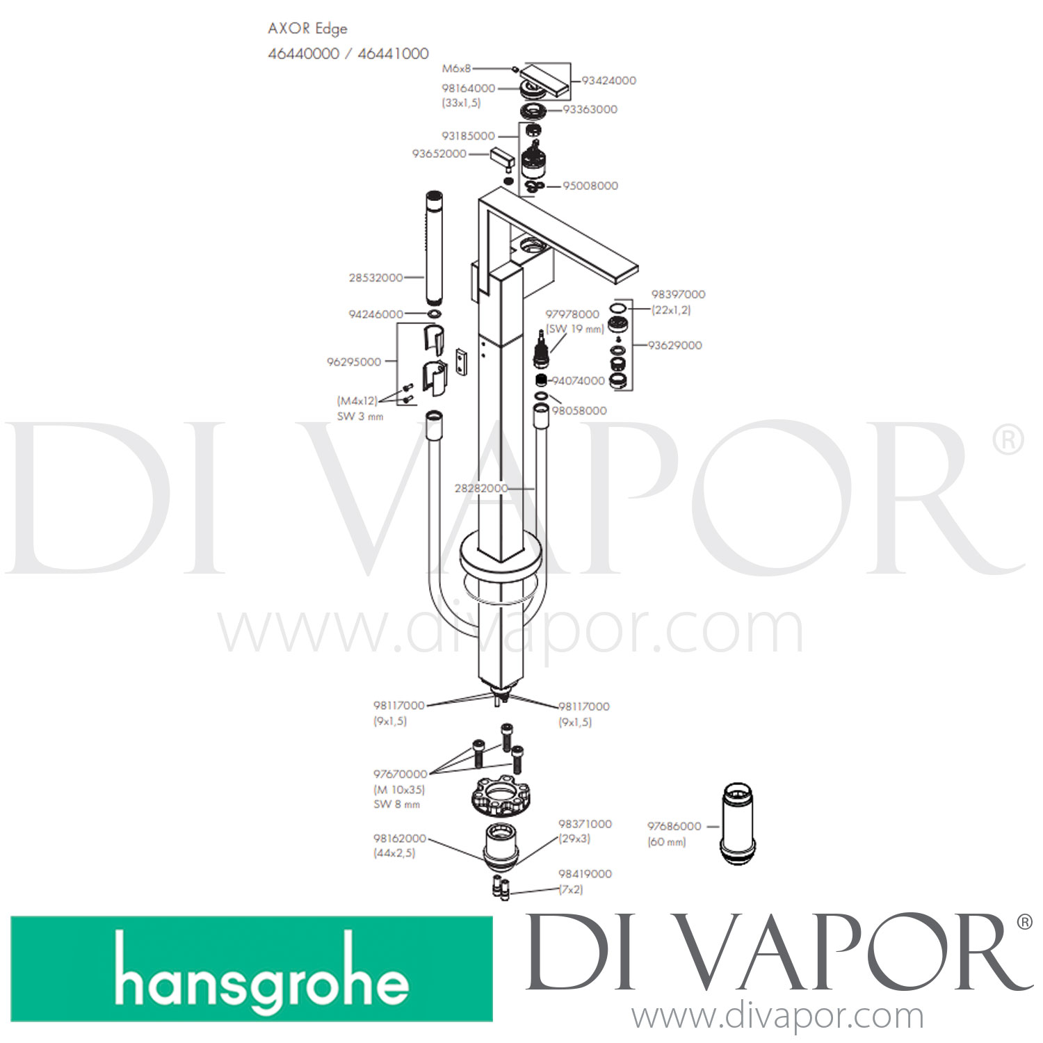 Hansgrohe 46441000 AXOR Edge Single Lever Bath Mixer Floor-Standing ...