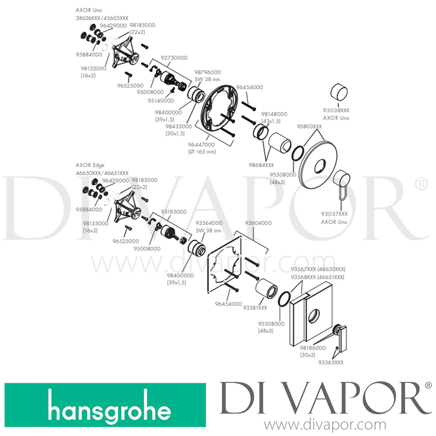 Hansgrohe 46651000 AXOR Edge Single Lever Shower Mixer for Concealed ...