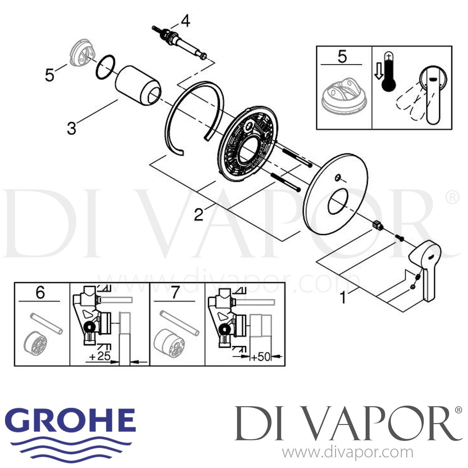Grohe 46737000 Lineare Single-Lever Bath Shower Mixer Trim Spare Parts