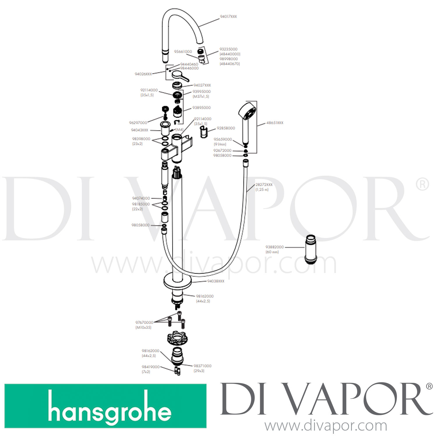Hansgrohe 48440670 AXOR One Single Lever Bath Mixer Floor-Standing >04/ ...