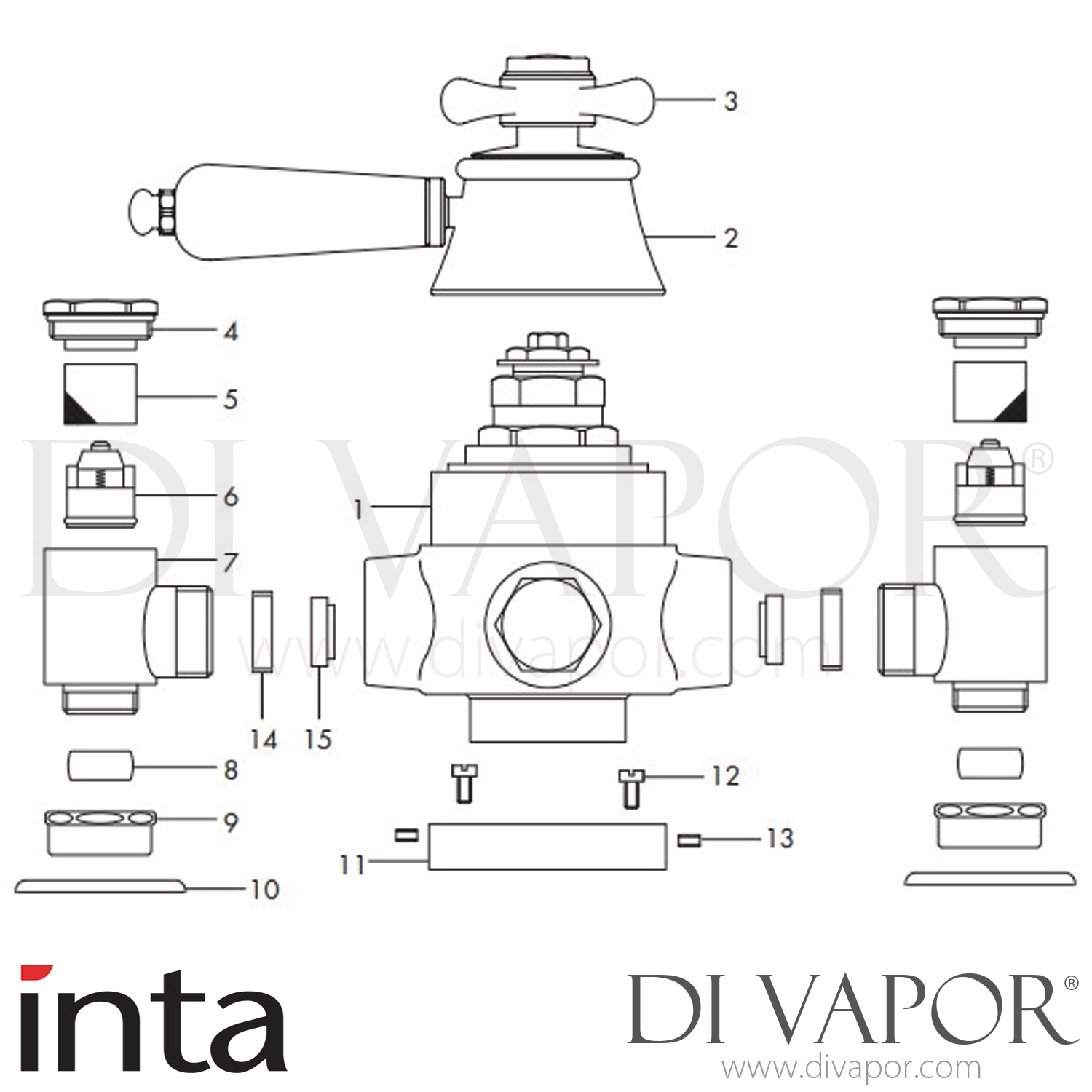 Inta 50014CP Traditional Exposed Shower Valve Spare Parts