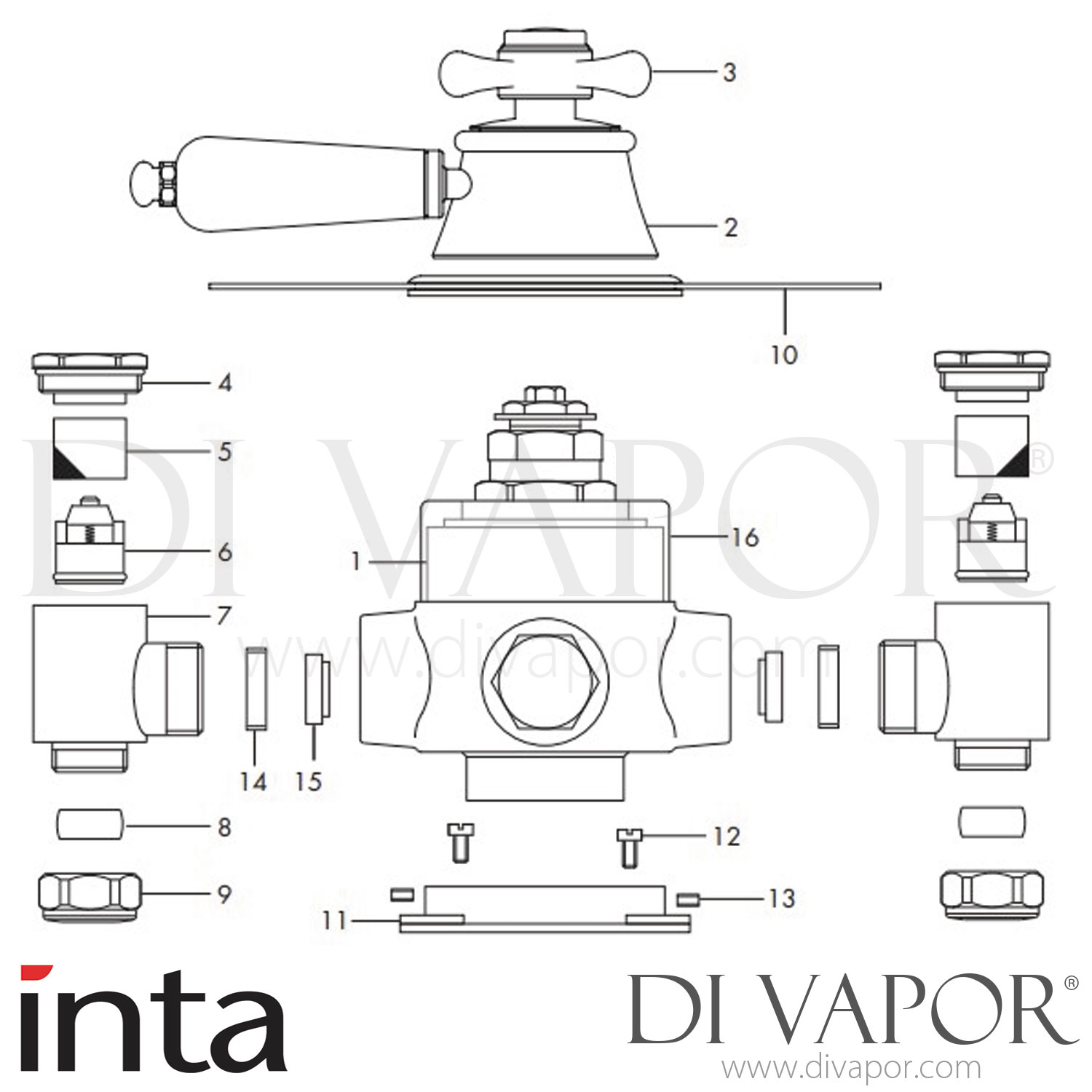 Inta 50015CP Traditional Concealed Shower Valve Spare Parts