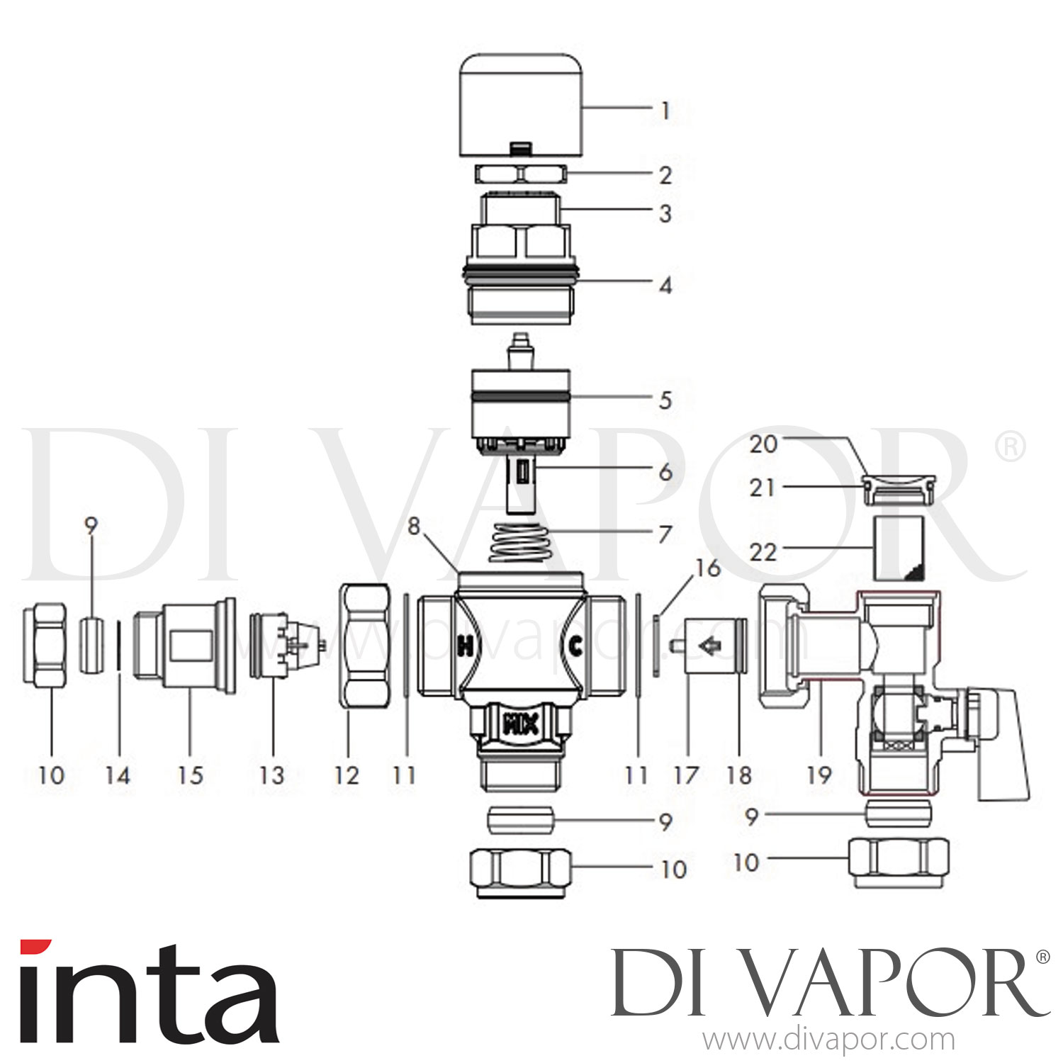 Inta 60011CP L Mix 22mm Spare Parts