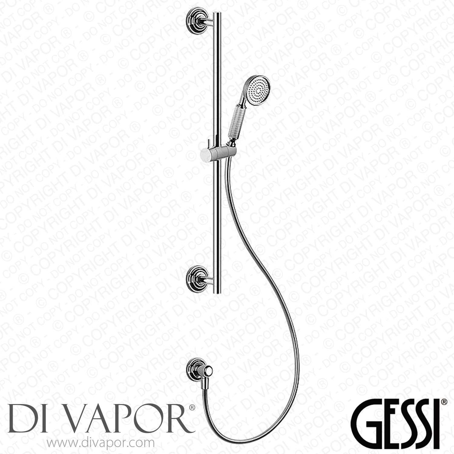 Gessi Venti20 Straight Sliding Rail with Handshower Hose and Water ...