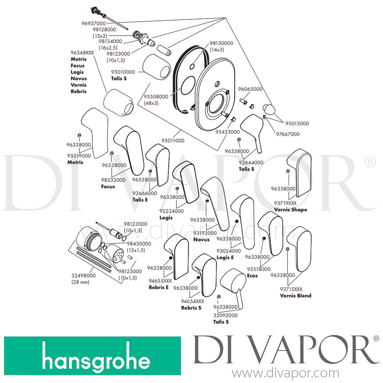 Hansgrohe 71409000 Logis Single Lever Bath Mixer Set for Concealed ...