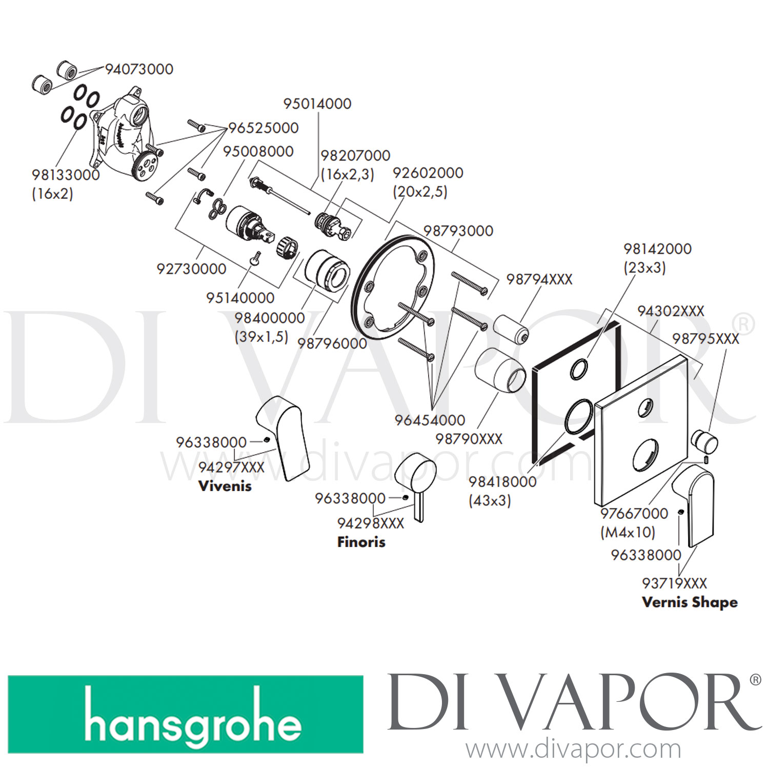 Hansgrohe 71468000 Vernis Shape Single Lever Bath Mixer for Concealed ...