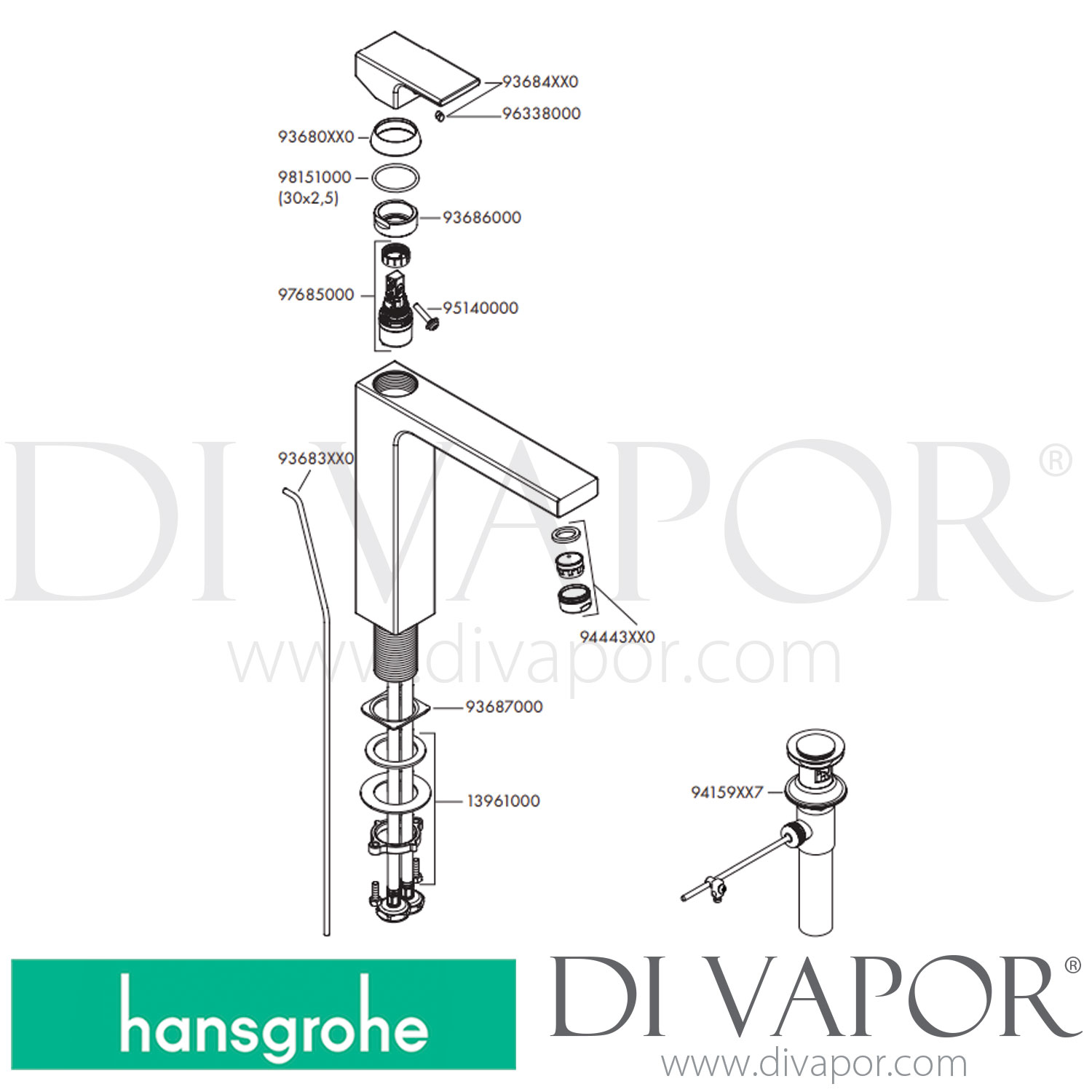 Hansgrohe 71562007 Vernis Shape Single Lever Basin Mixer 190 with Pop ...