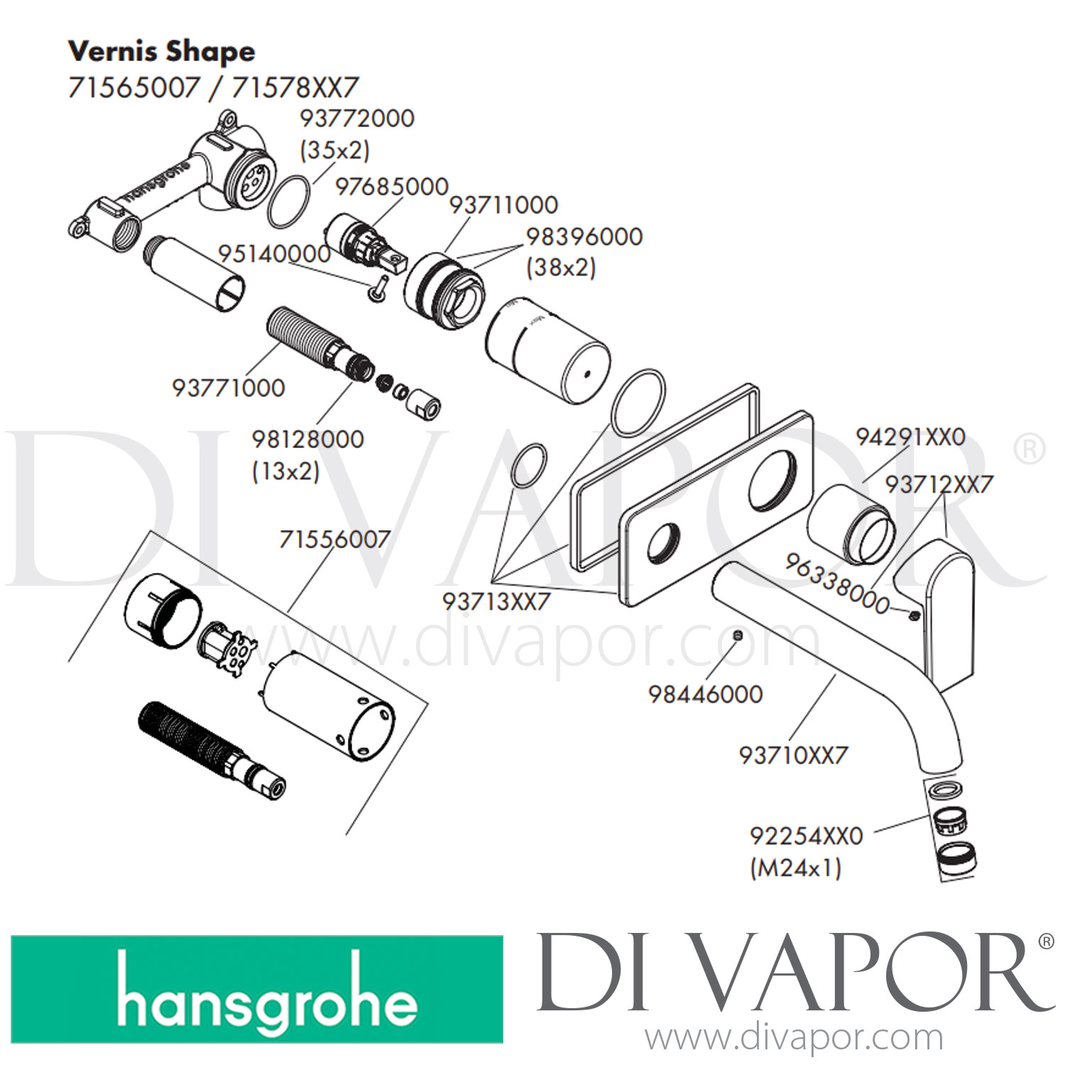 Hansgrohe 71578007 Vernis Shape Single Lever Basin Mixer for Concealed ...