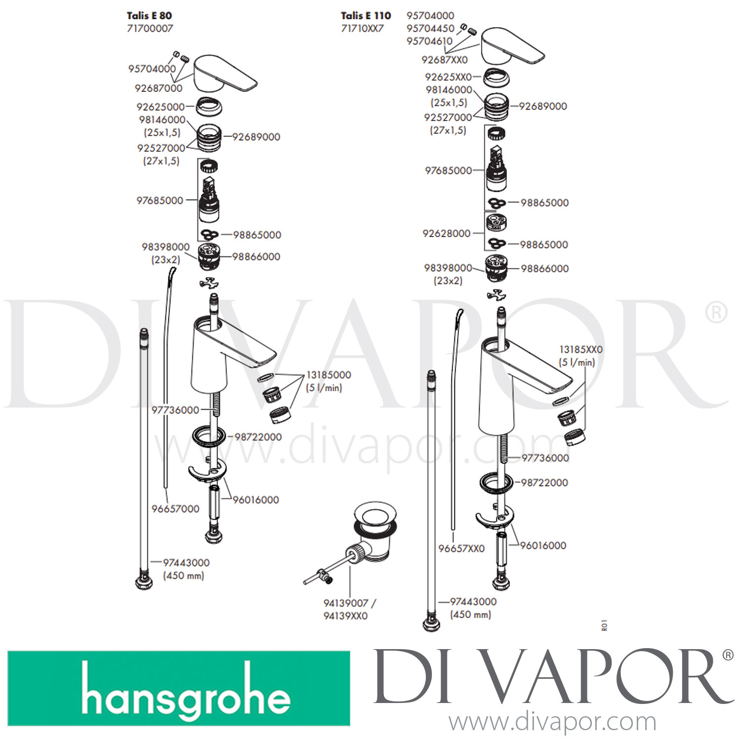 Hansgrohe 71710677 Talis E Single Lever Basin Mixer 110 with Pop-Up ...