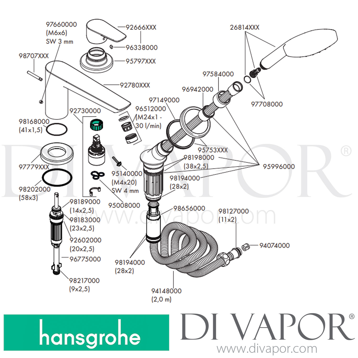 Hansgrohe 71730000 Talis E 3-Hole Rim Mounted Single Lever Bath Mixer ...