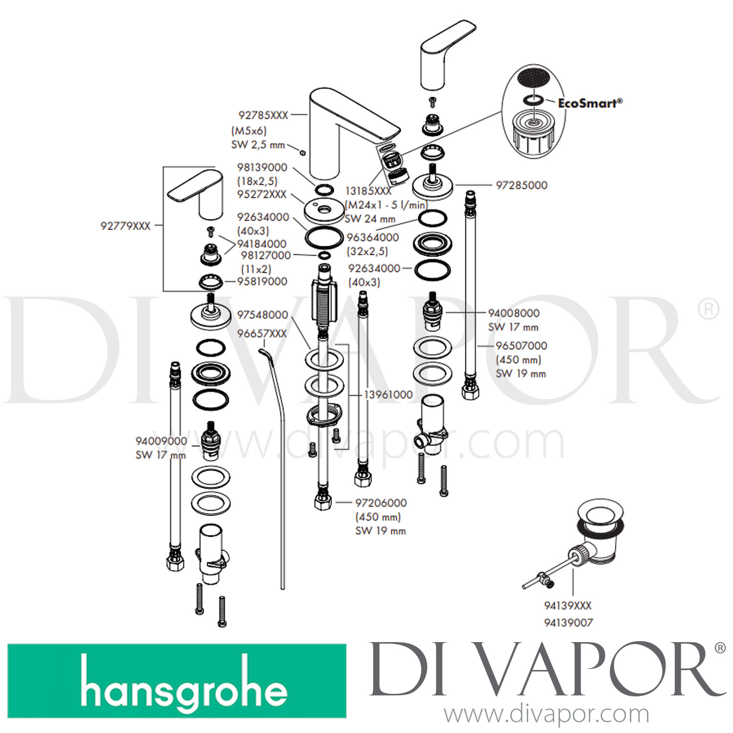 Hansgrohe 71733000 Talis E 3-Hole Basin Mixer with Pop-Up Waste Set >01 ...